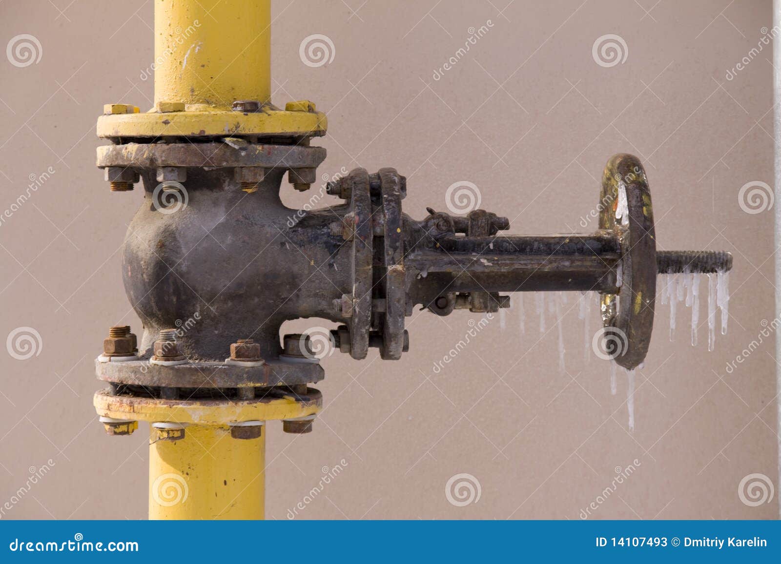 The gas gate in icicles stock image. Image of cold, piped - 14107493