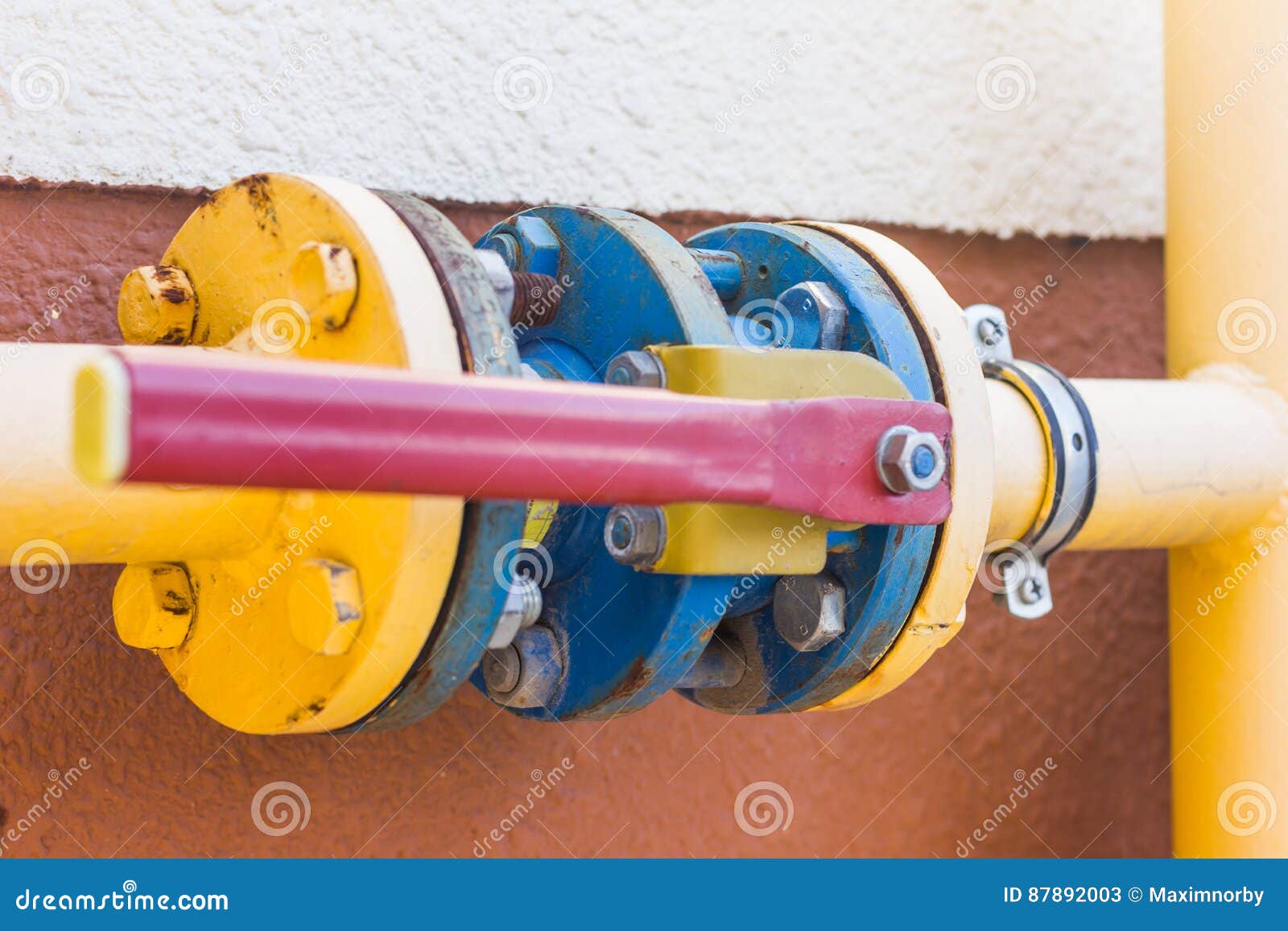 The Gas Gate, Yellow Valve and Pipes. Stock Image - Image of equipment ...