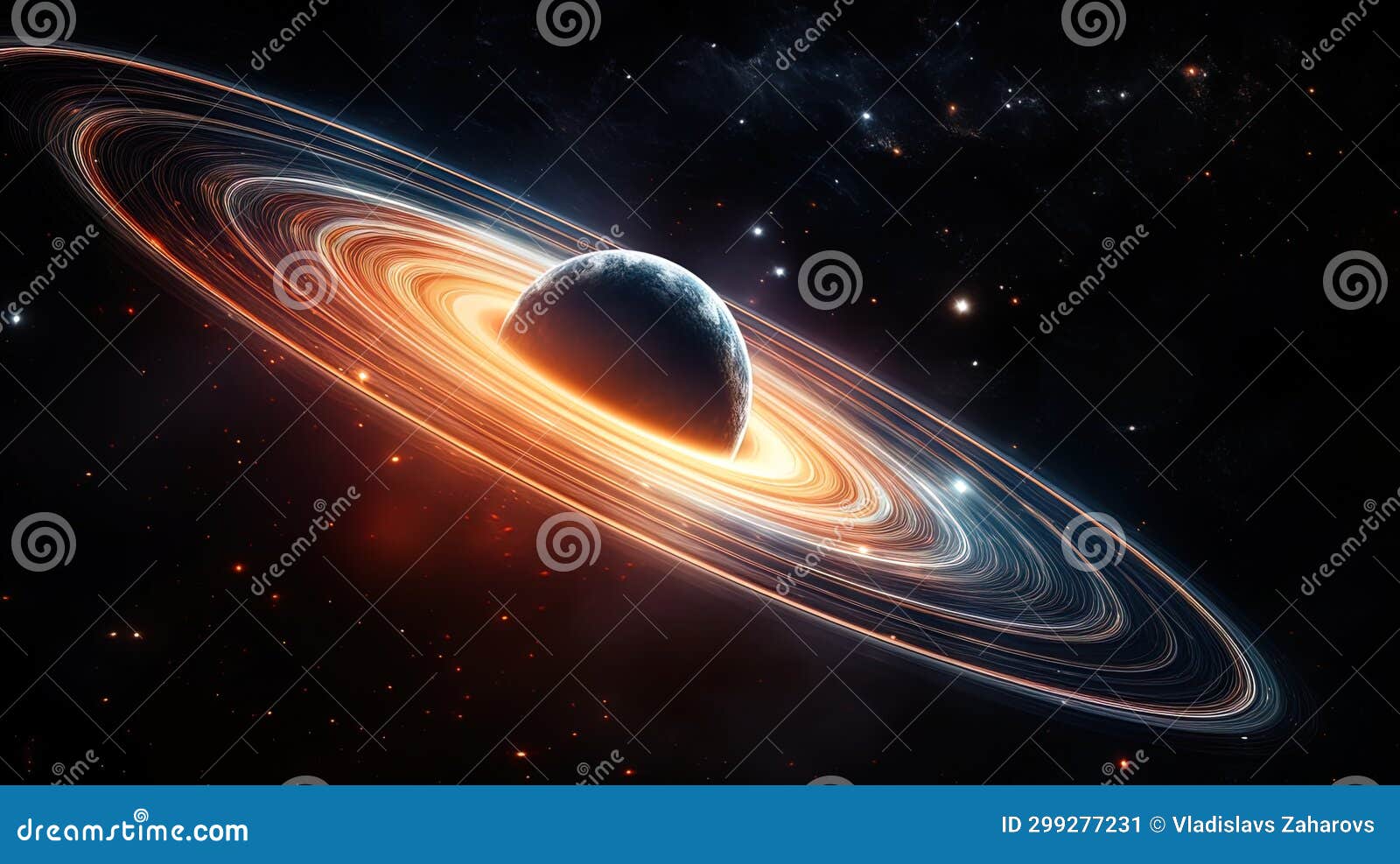 A Gas Giant Framed by Rings from Ice Particles Stock Illustration ...