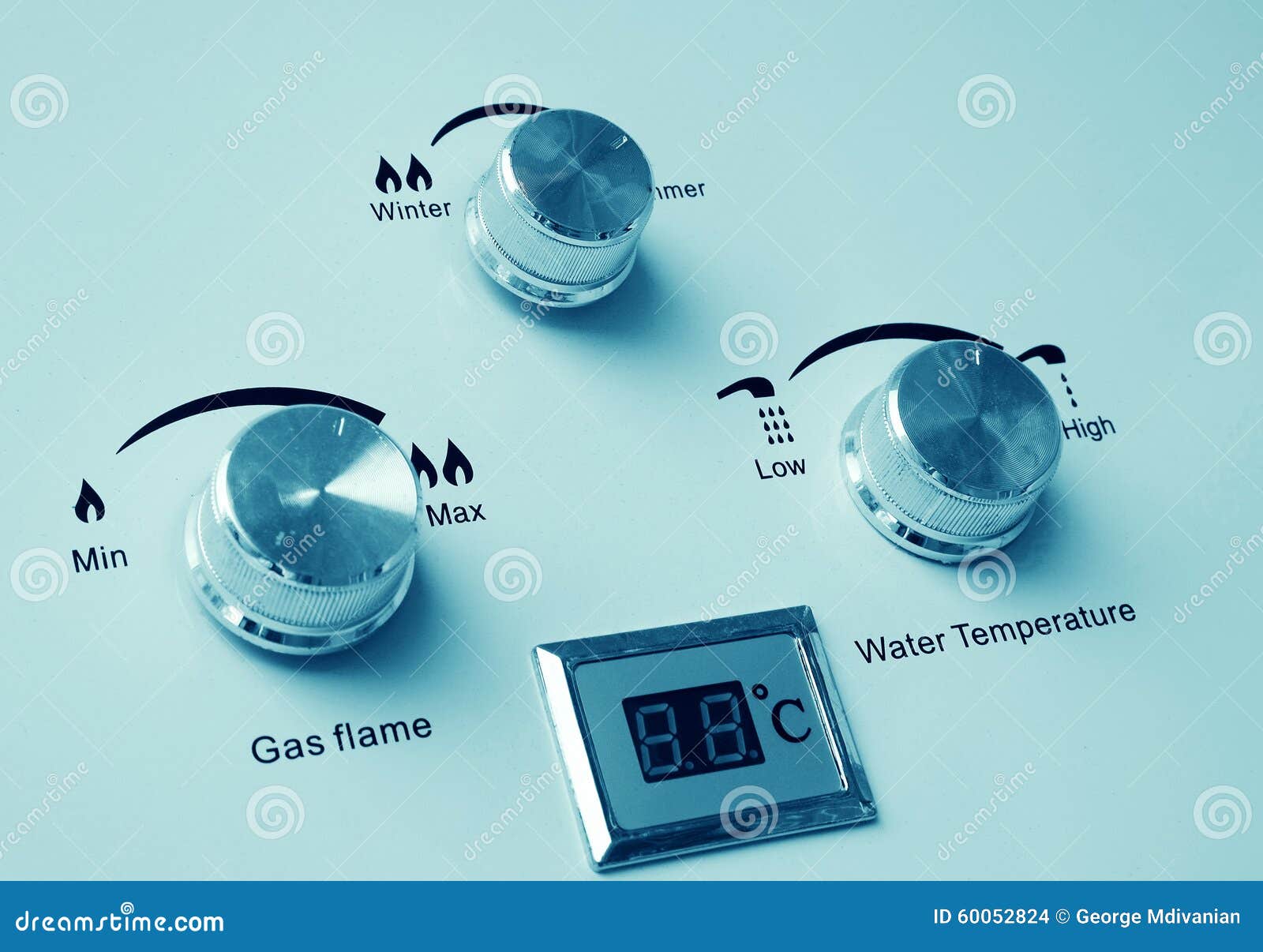 Gas heater control stock photo. Image of pipes, energy - 60052824