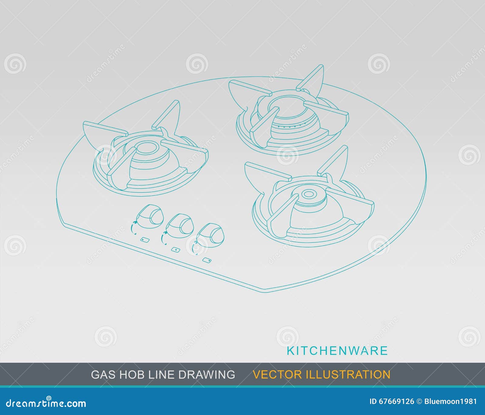 Gas Hob Line Drawing Concept 01 Stock Vector - Illustration of cooktop ...