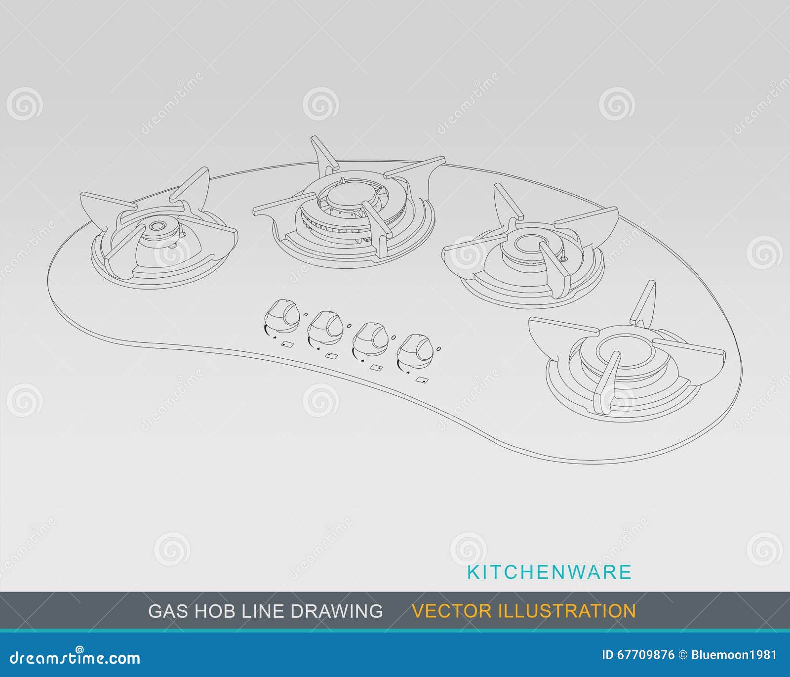 Gas Hob Line Drawing Concept 02 Stock Vector - Illustration of cuisine ...