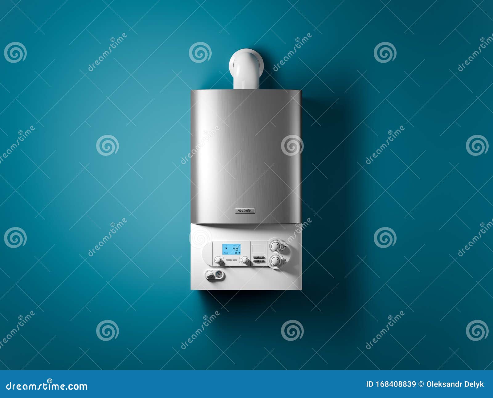 Gas Home Boiler With Electronic Control Panel On The Wall Of The House ...