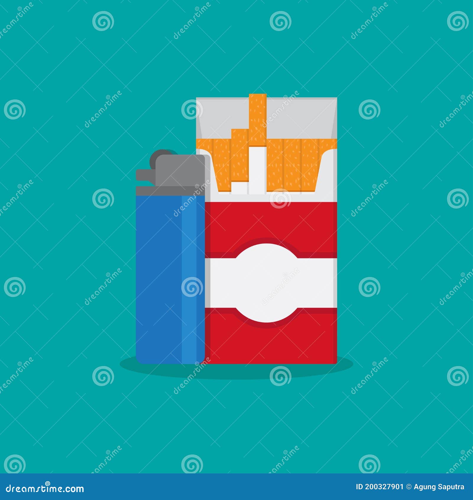 Gas Lighters and Cigarette Flat Design Stock Vector - Illustration of ...