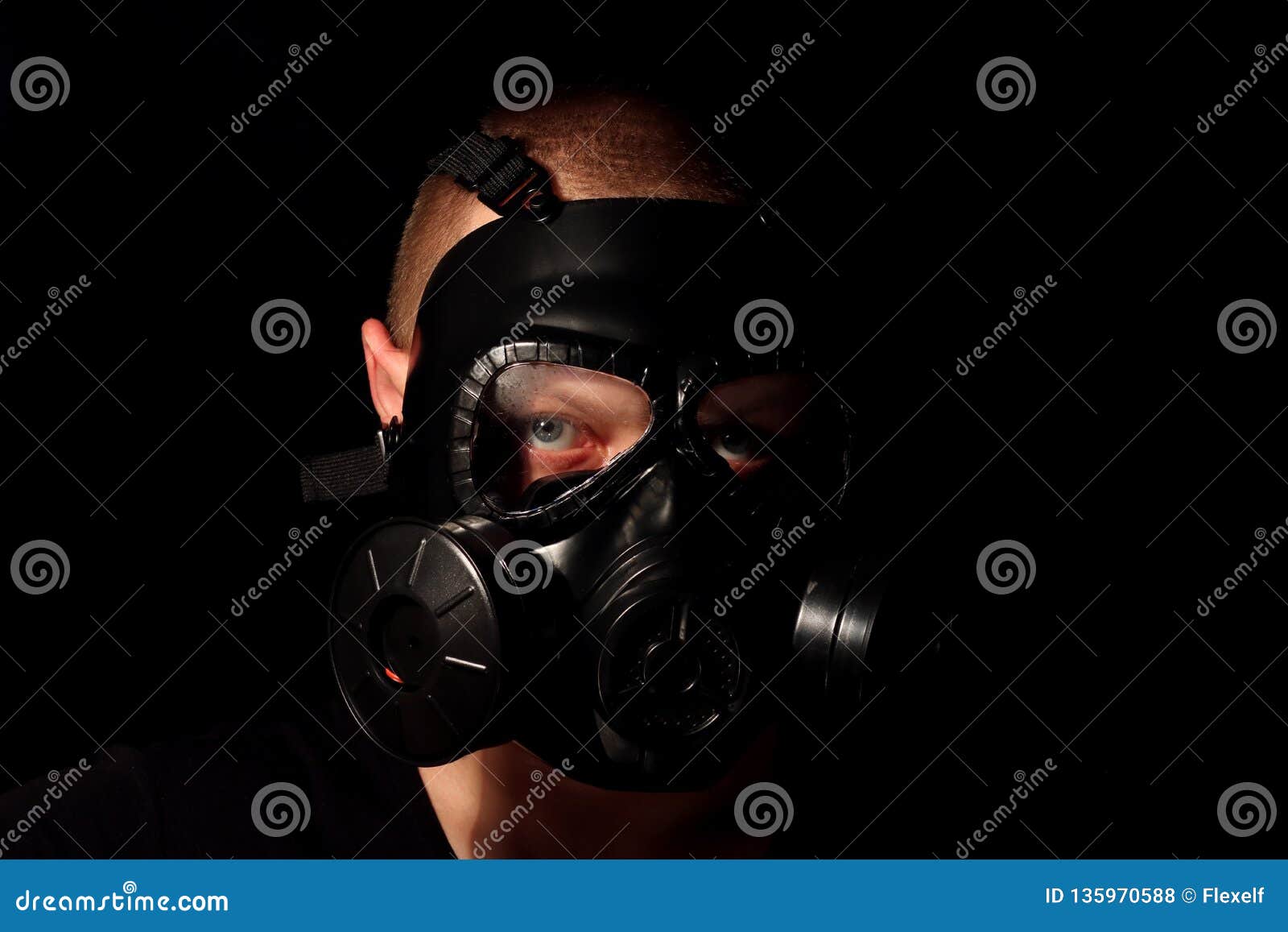 Gas Mask on a Black Background. Stock Photo - Image of biohazard, dark ...