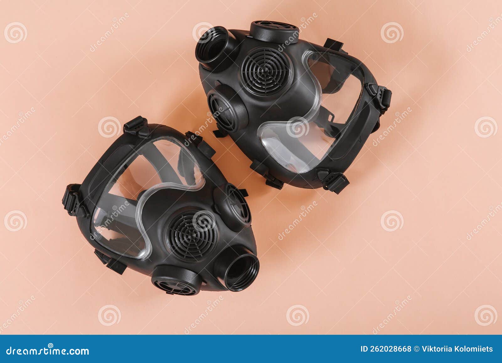 Gas Mask without Filter on Orange Background. Two Respirators Stock ...