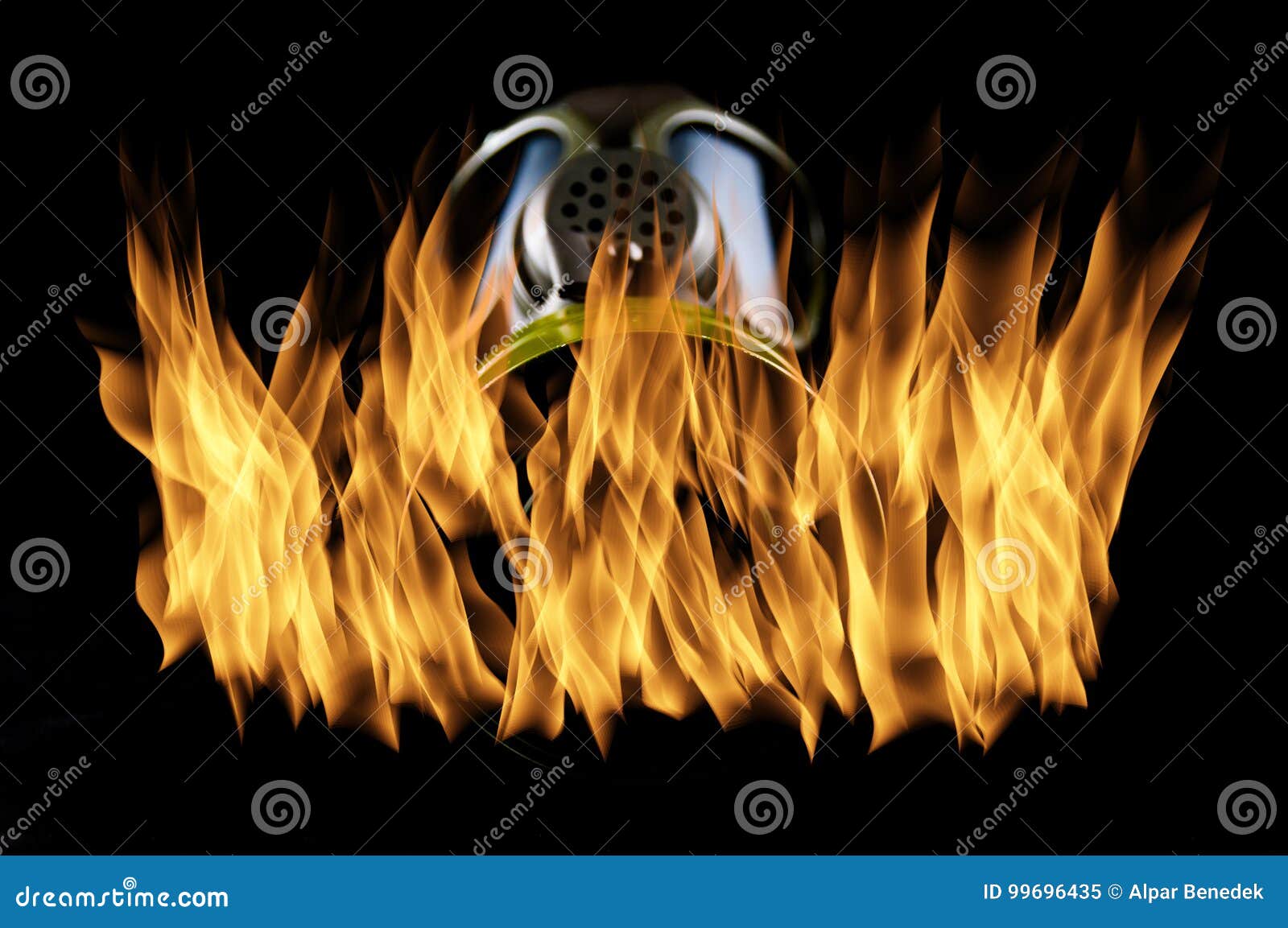 Gas mask on fire. stock image. Image of protection, asbestos - 99696435