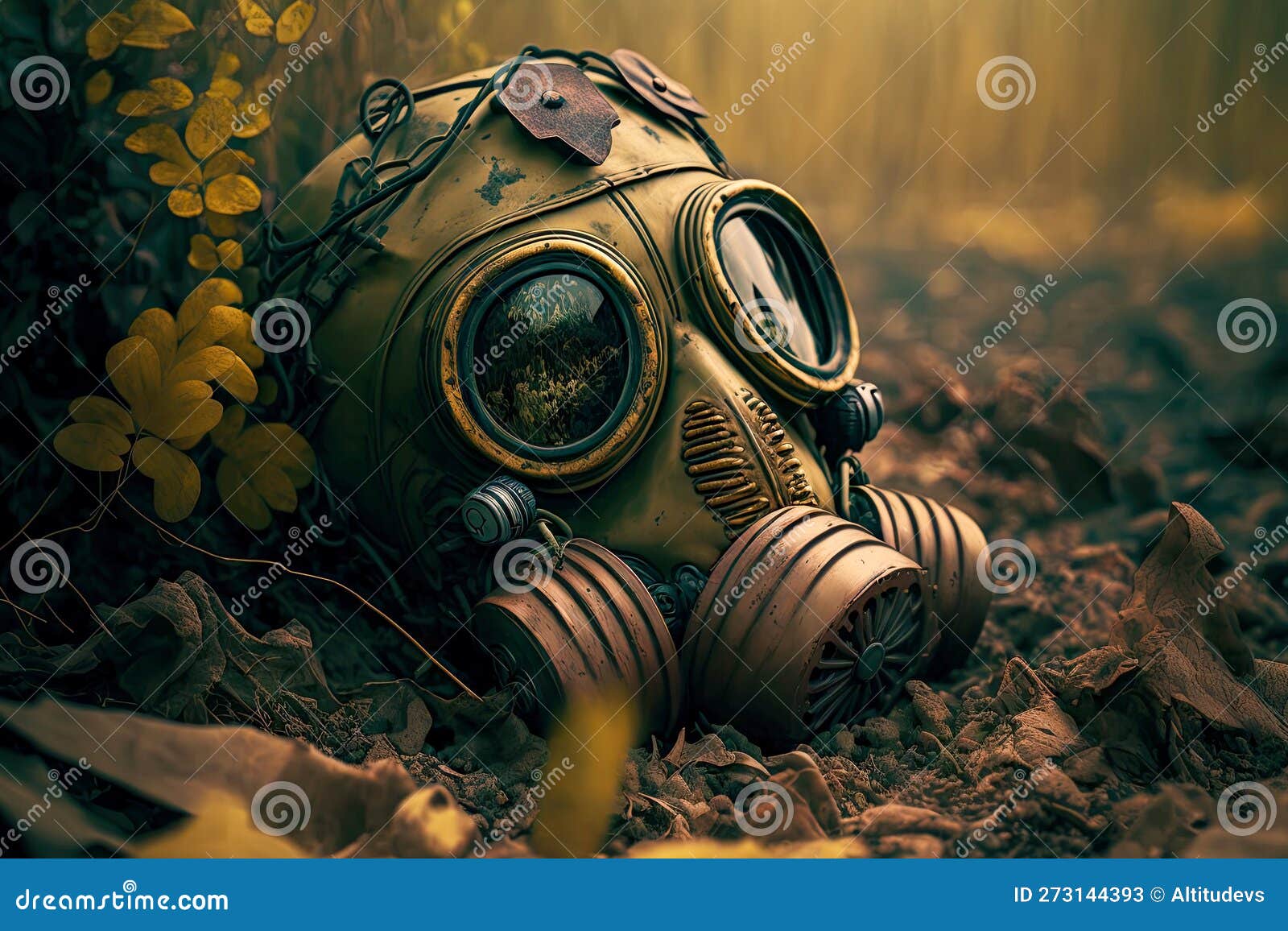 Gas Mask Lying on Ground during Radiation Hazard Stock Illustration ...
