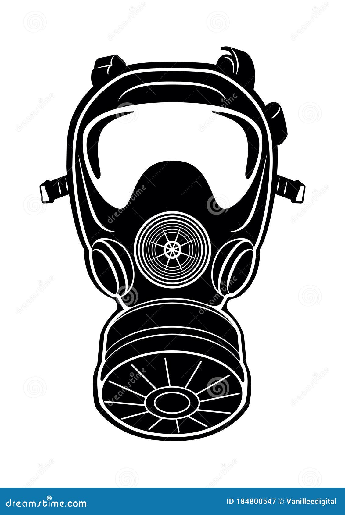 Gas Mask with One Filter stock vector. Illustration of vector - 184800547