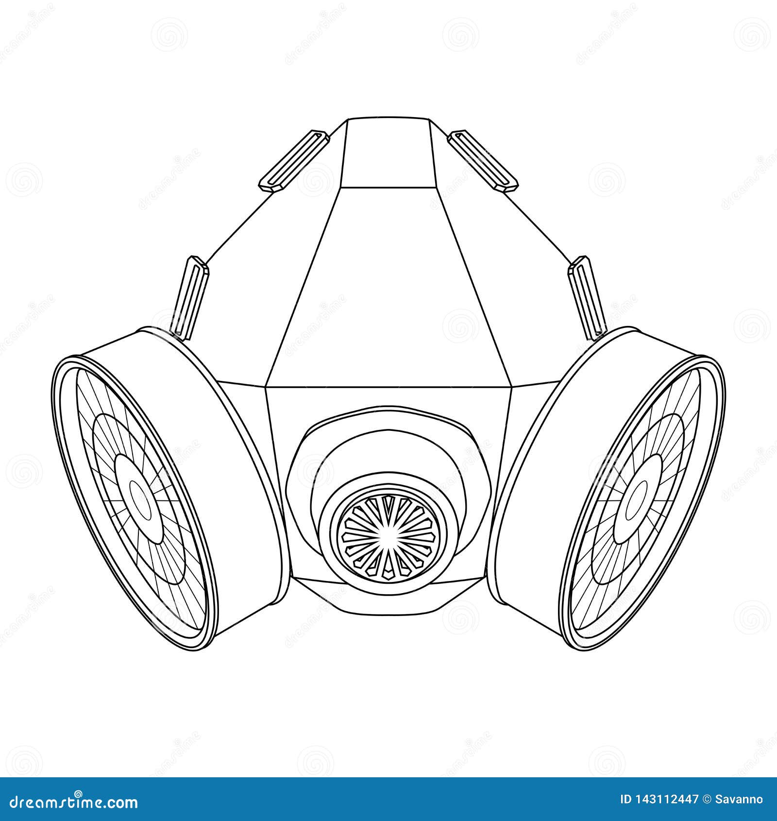 Gas mask. Outline drawing stock vector. Illustration of equipment ...