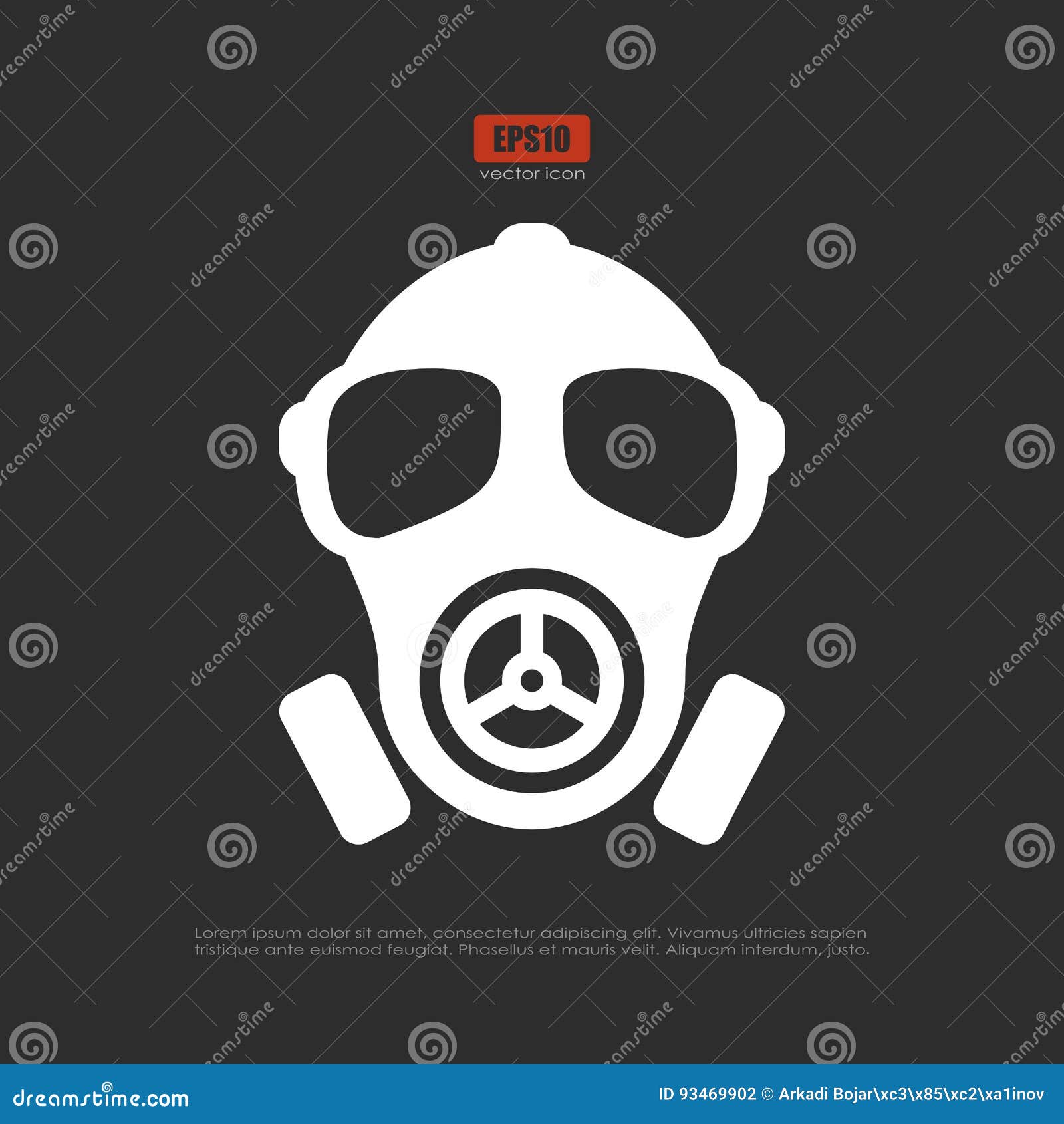 Gas mask vector pictogram stock vector. Illustration of icon - 93469902