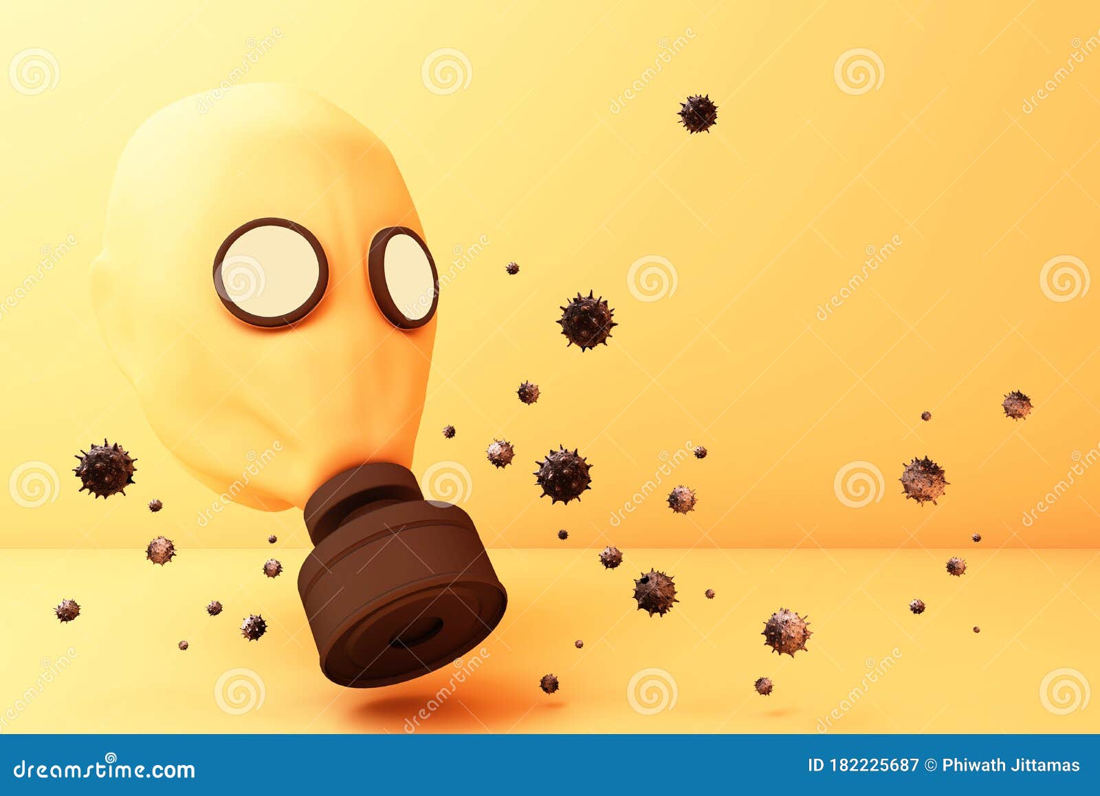 Gas mask Yellow suit cover stock illustration. Illustration of caution ...