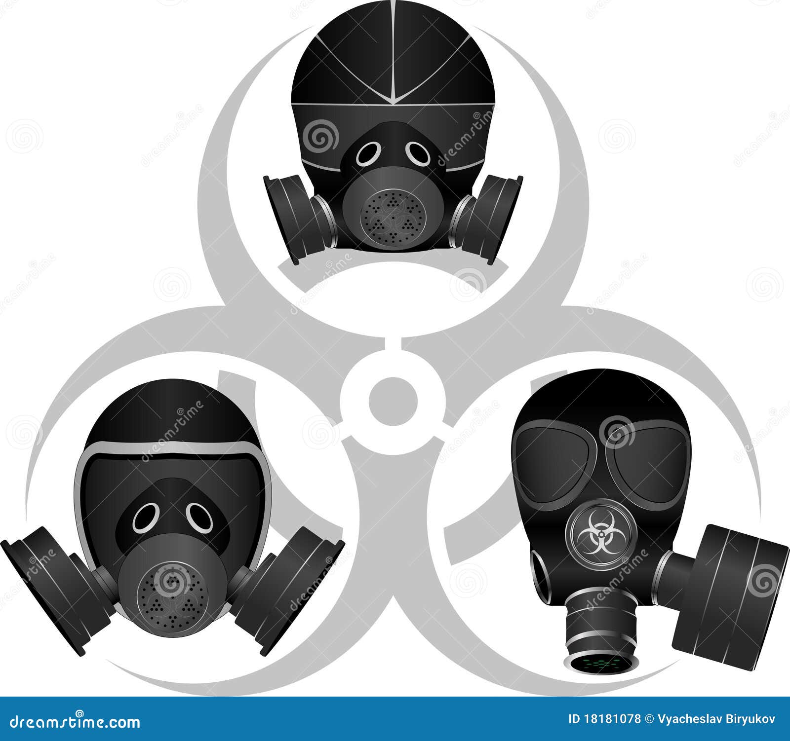 Gas Masks and Biohazard Sign Stock Vector - Illustration of security ...