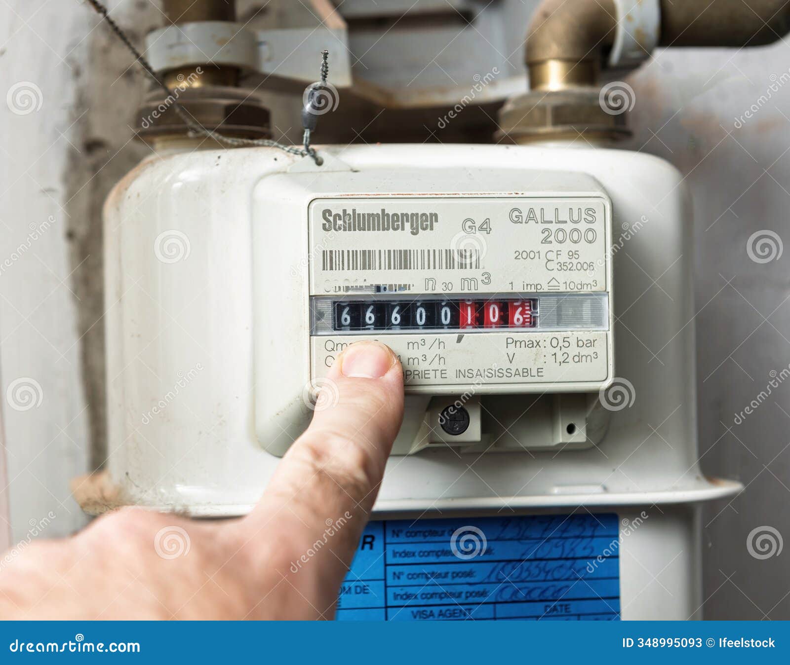 Gas meter with 666 reading editorial stock photo. Image of price ...