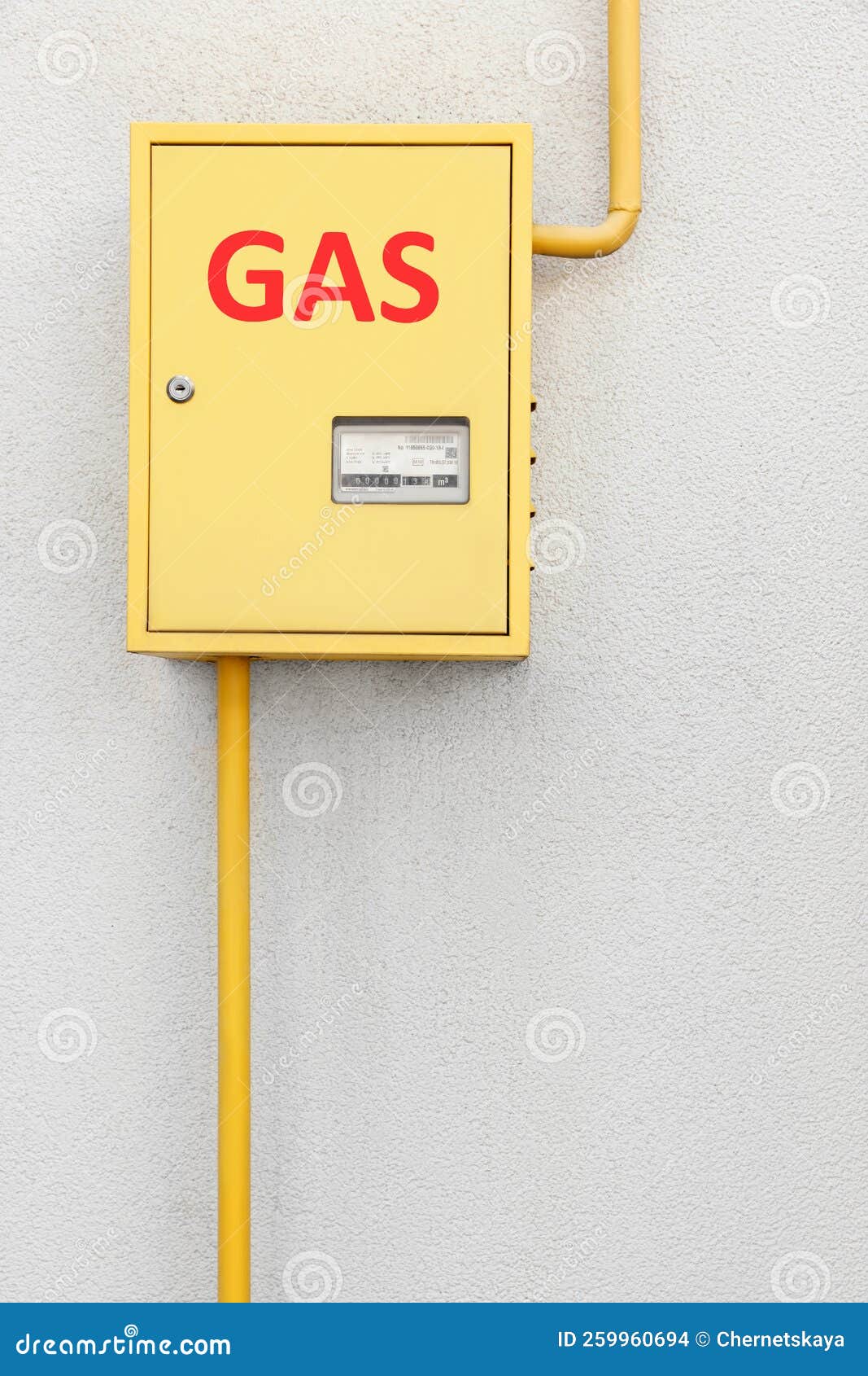 Gas Meter Box and Pipes Near Grey Wall Outdoors Stock Photo - Image of ...