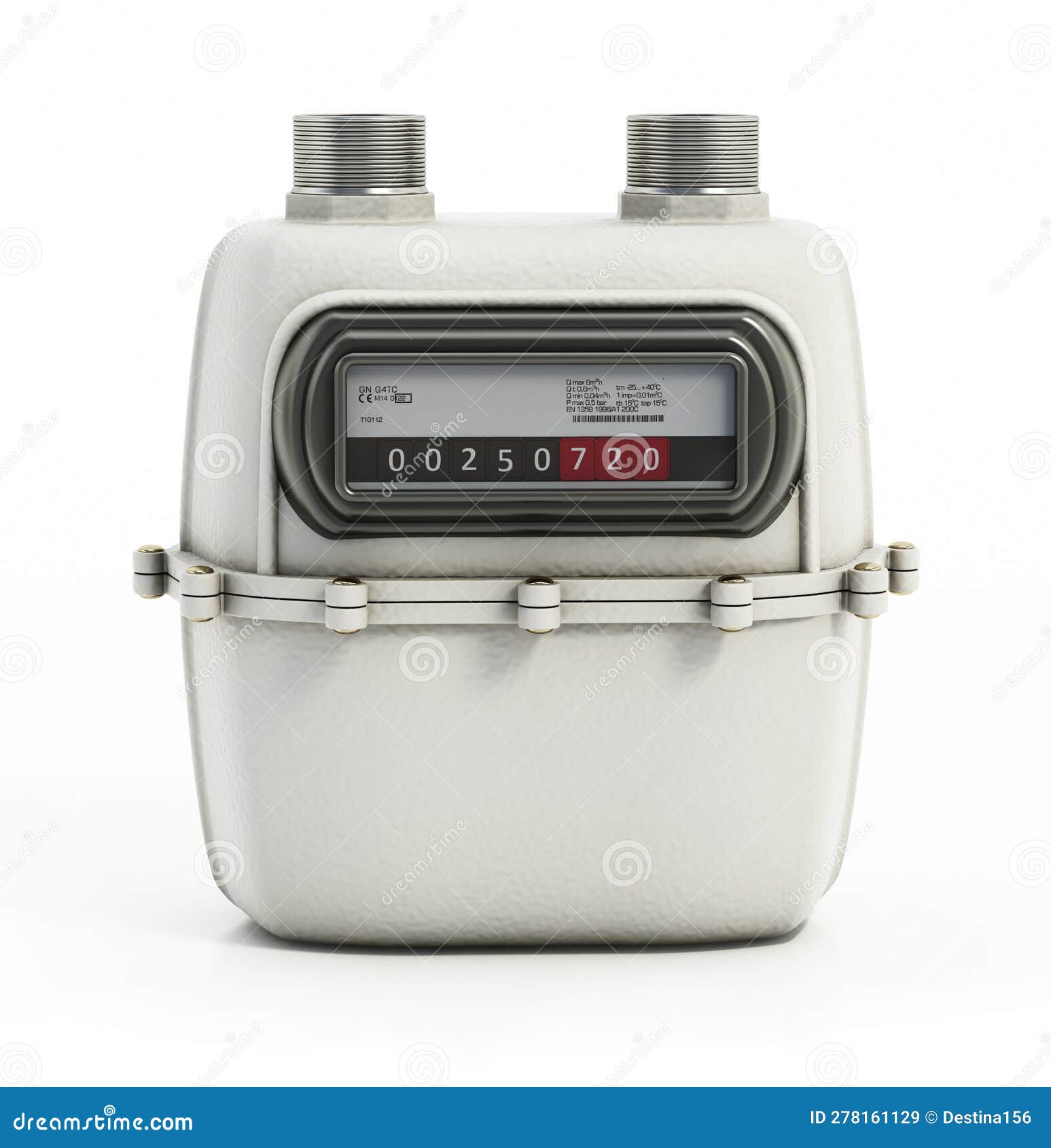 Gas Meter Isolated on White Background. 3D Illustration Stock ...