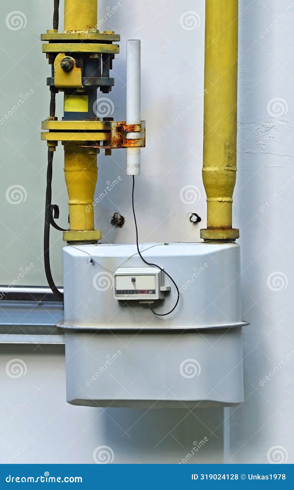 Gas meter on pipe stock photo. Image of tube, turn, supply - 319024128