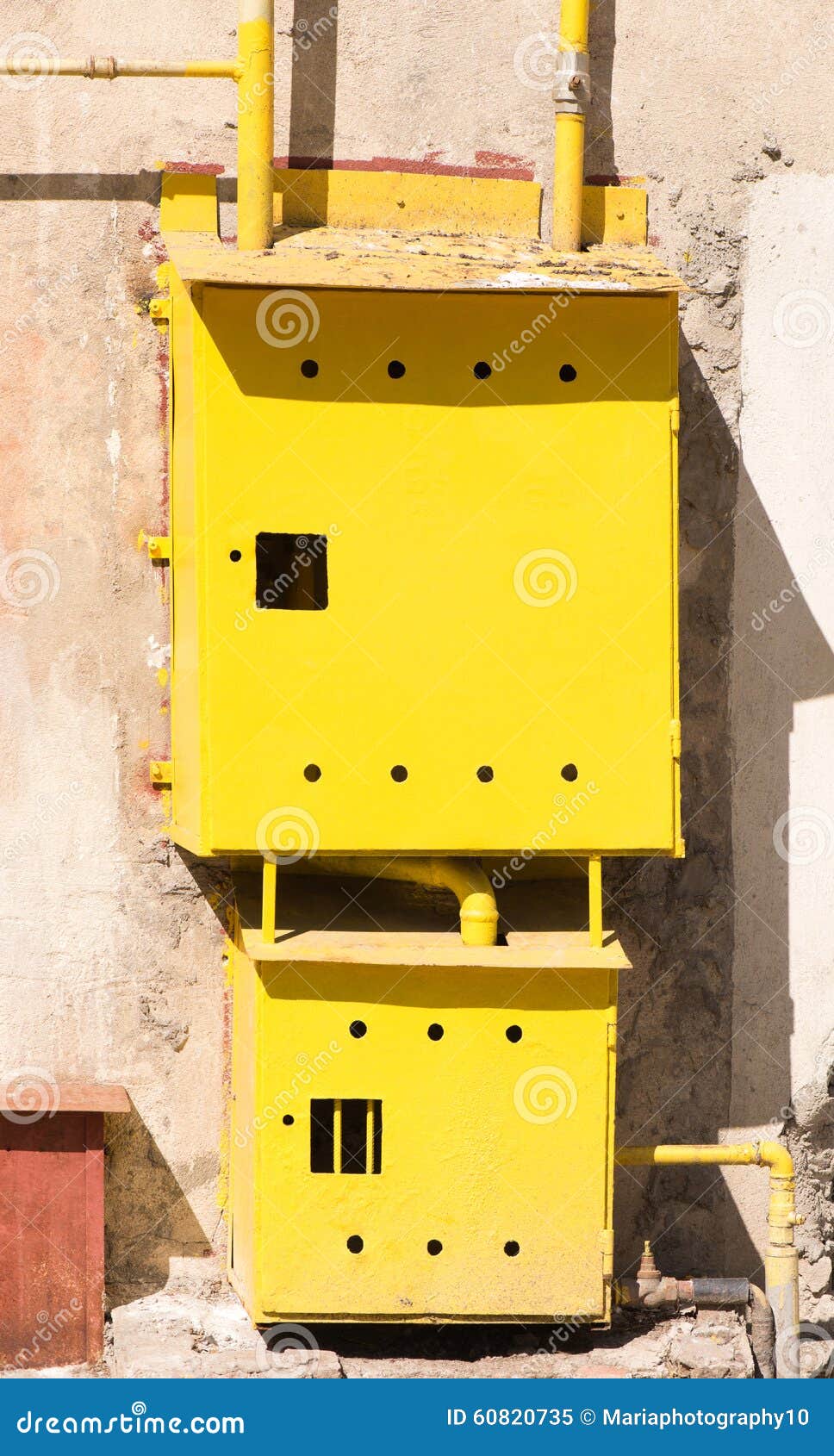 Gas meter yellow box stock image. Image of construction - 60820735