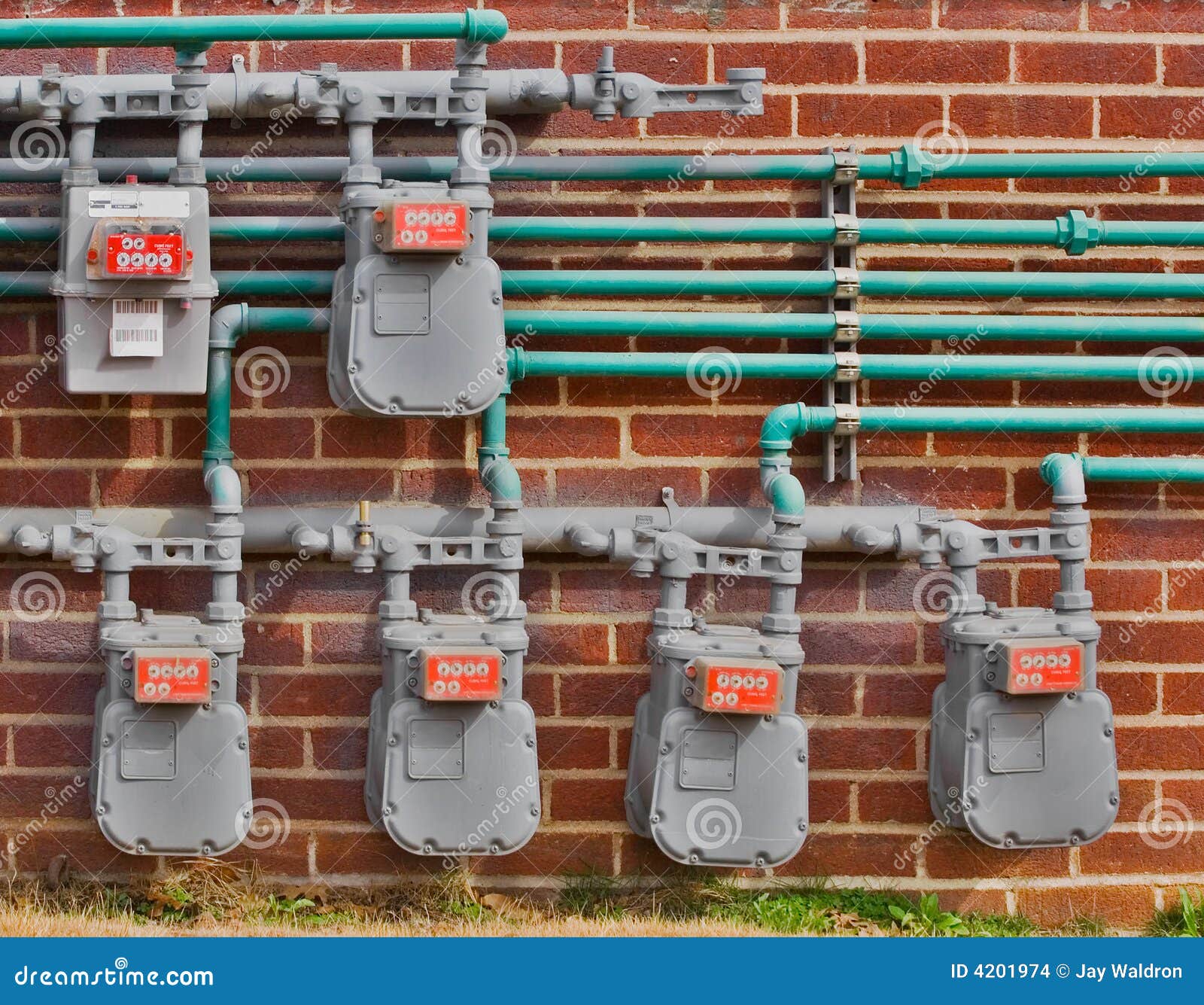 Gas Meters stock photo. Image of warehouse, wall, piping - 4201974