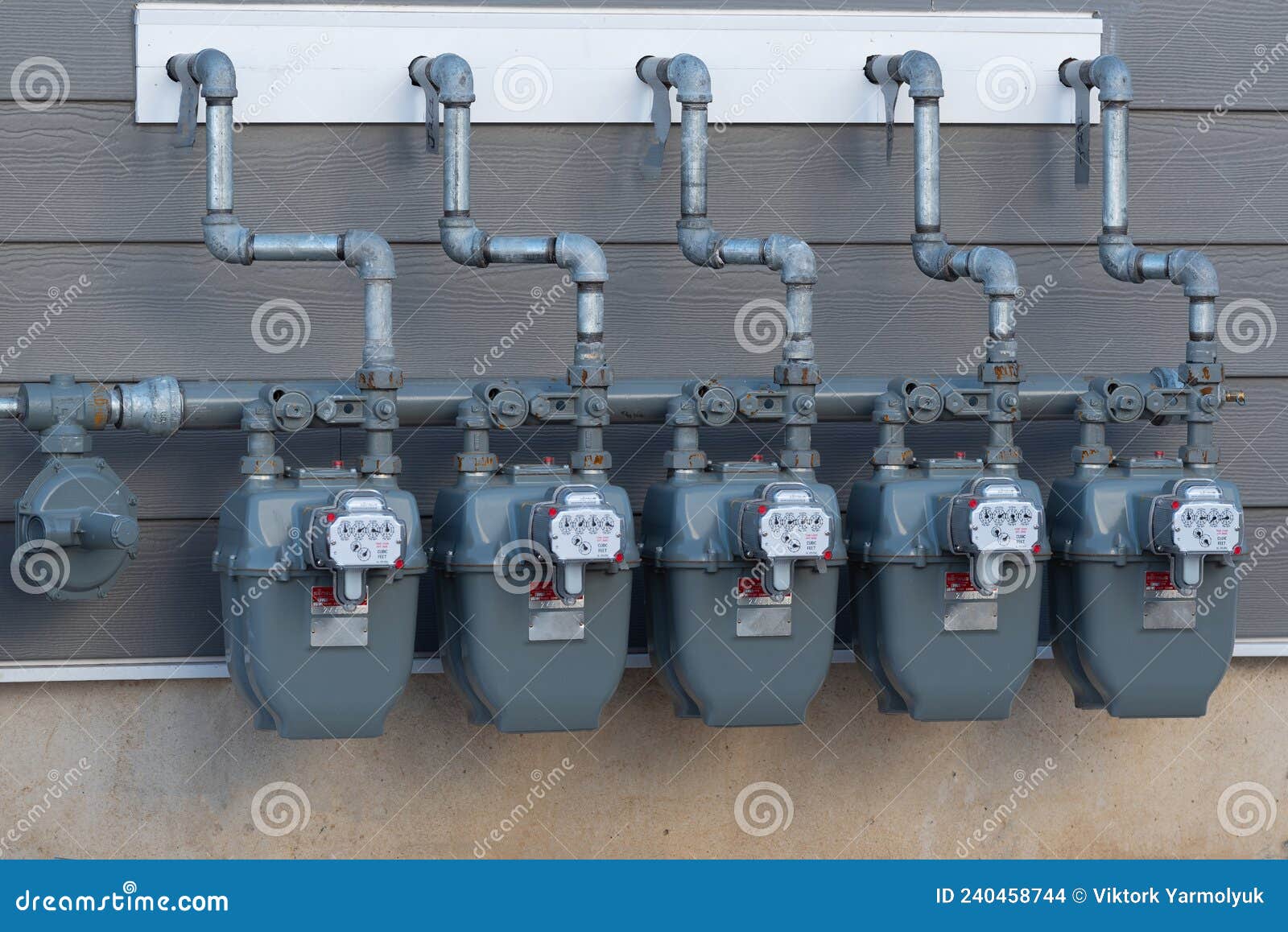Gas Meters and Pipe Natural Gas Wall Metal Stock Photo - Image of ...