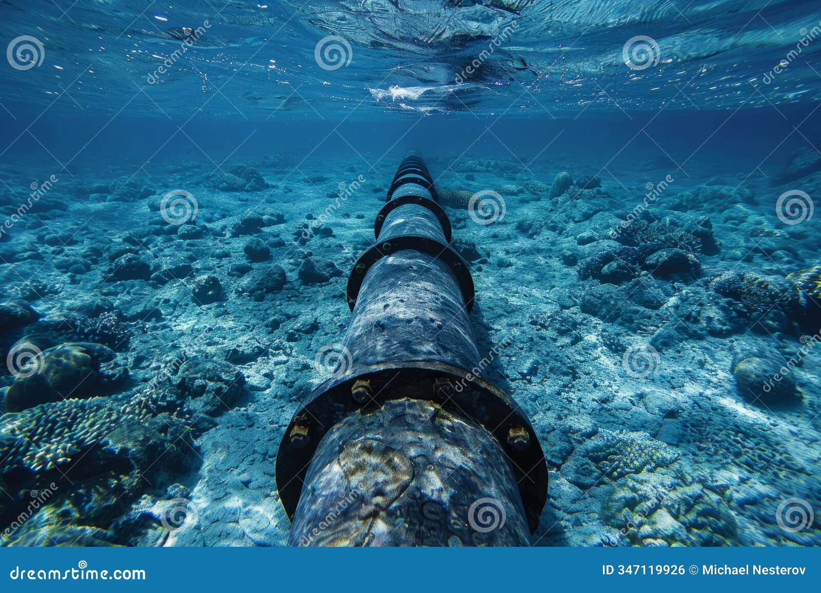 Gas or Oil Pipeline on the Seabed Stock Photo - Image of energy ...