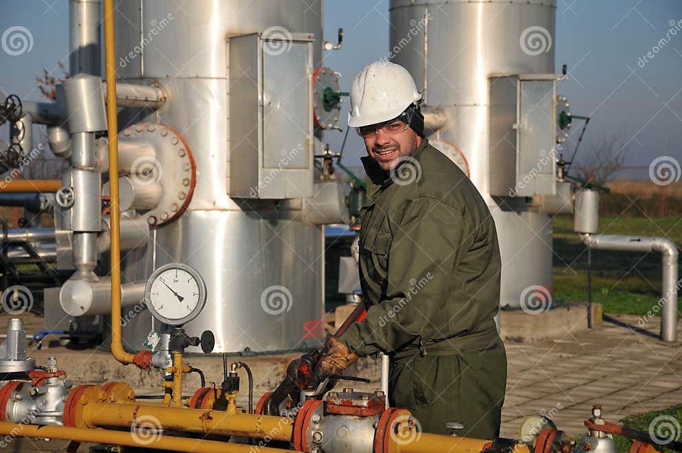 Gas operator stock image. Image of industry, blue, overalls - 18874987