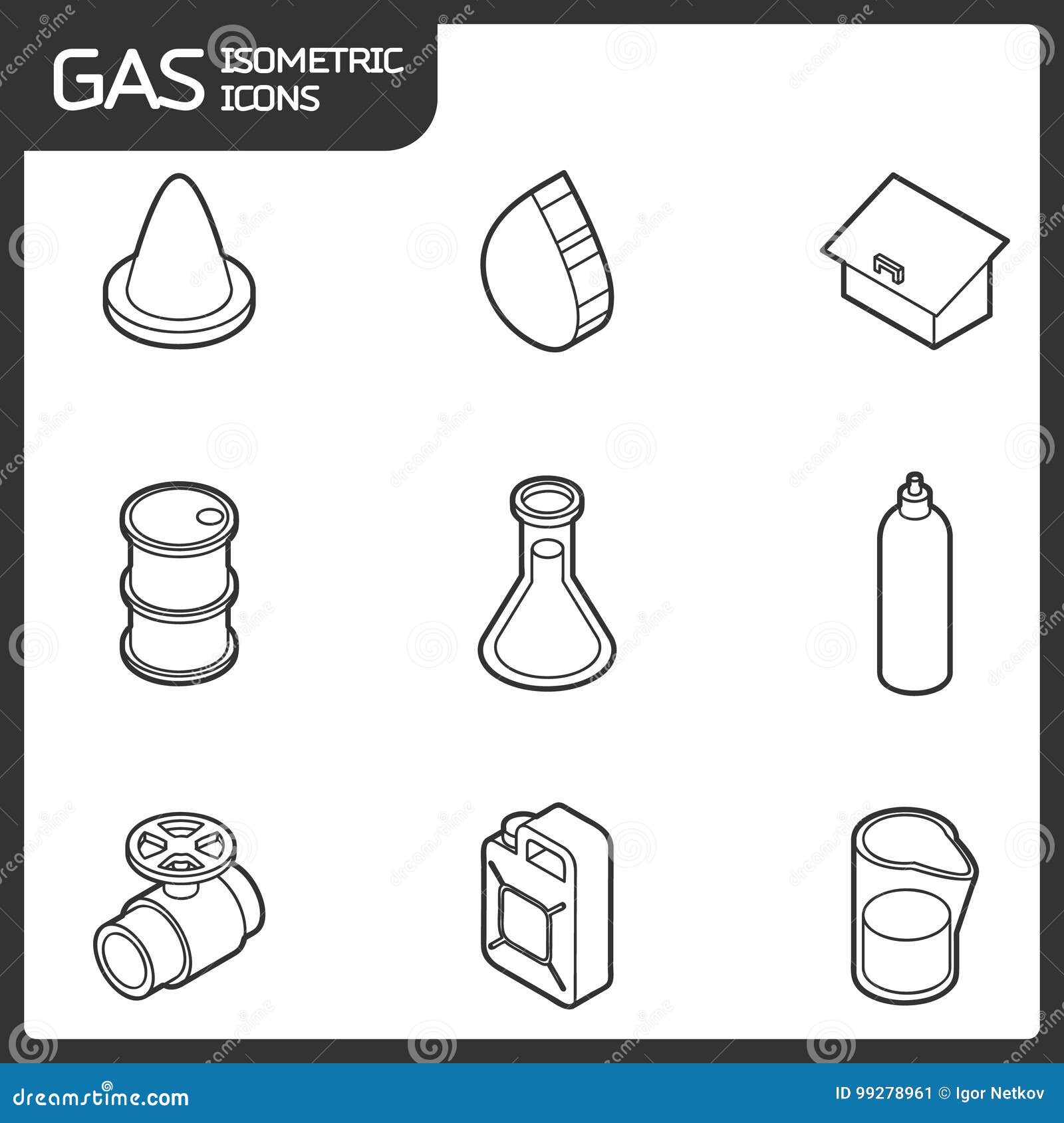 Gas Outline Isometric Icons Stock Vector - Illustration of industry ...