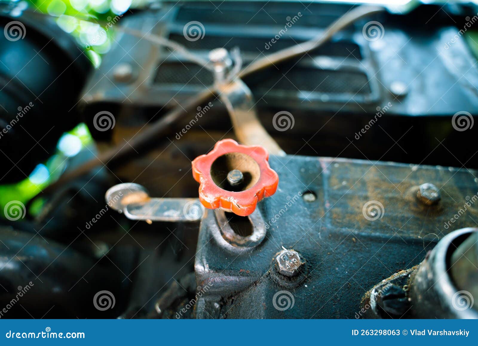 The Gas Pedal on the Motoblock Engine. Walk-behind Tractor Speed ...