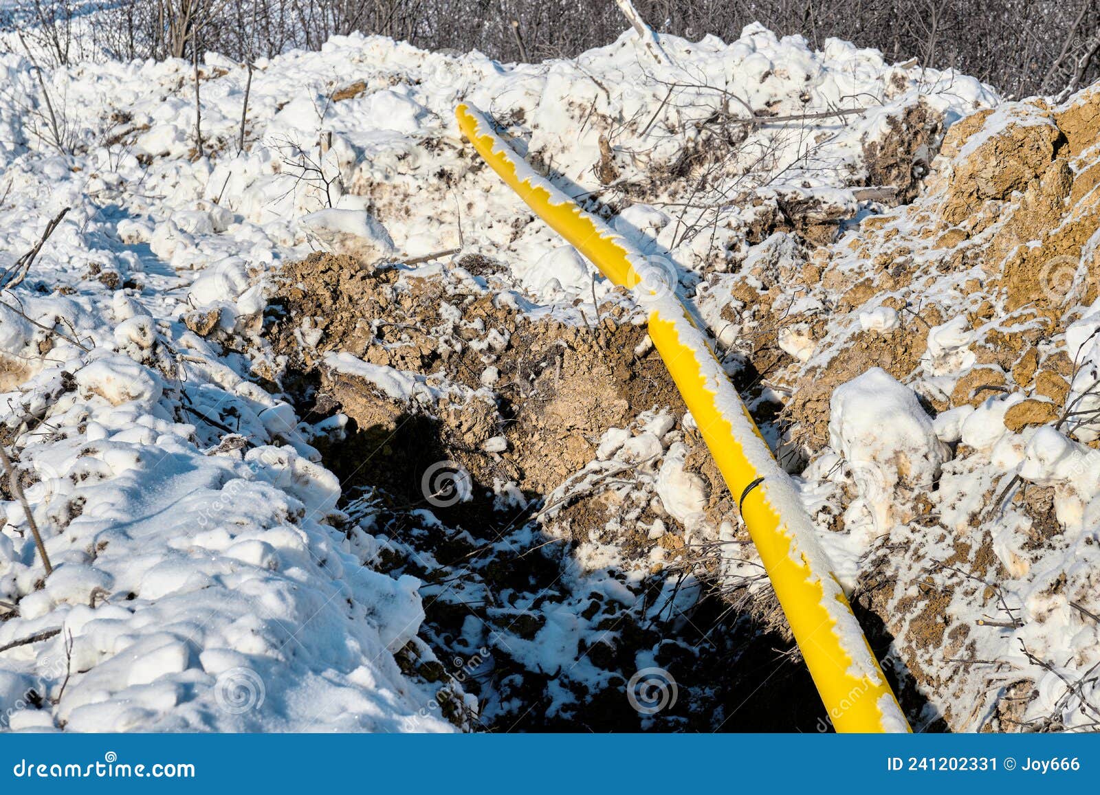 Gas Pipe is Covered with Snow. Stock Image - Image of horizontal ...