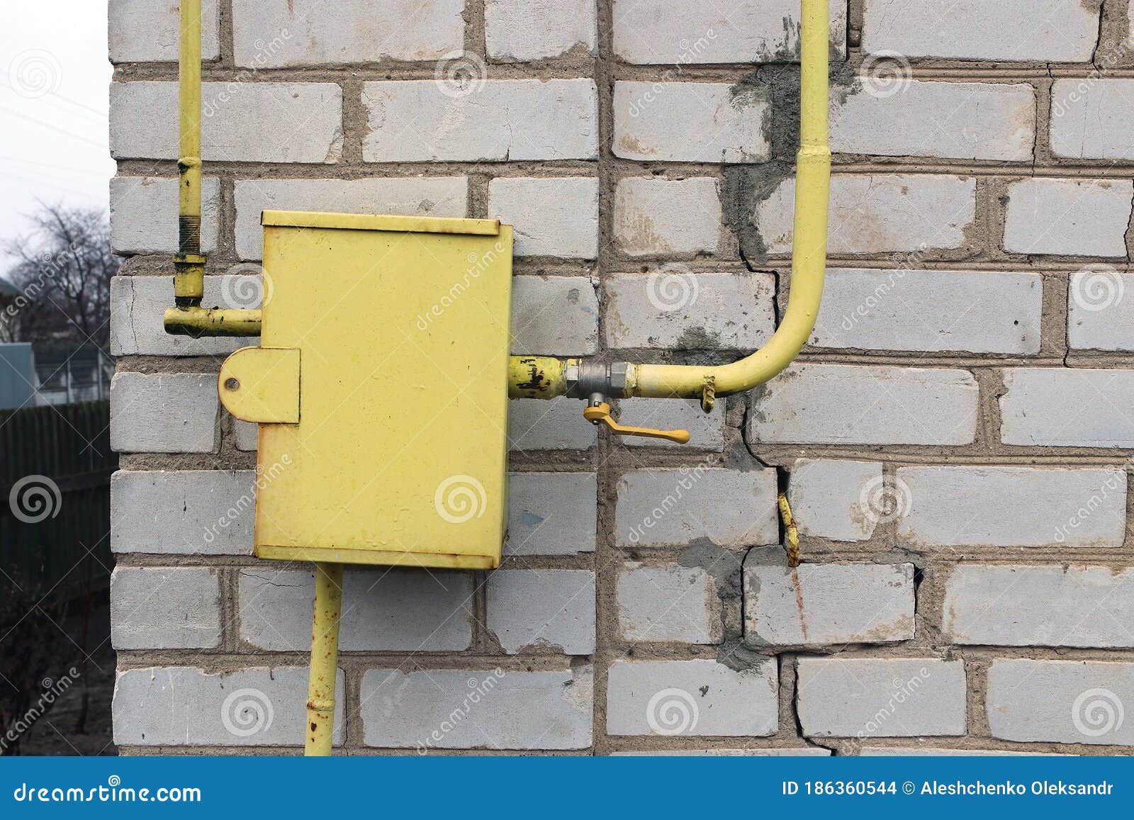 The Gas Pipe and Gas Equipment are Fixed on the Wall of the House ...