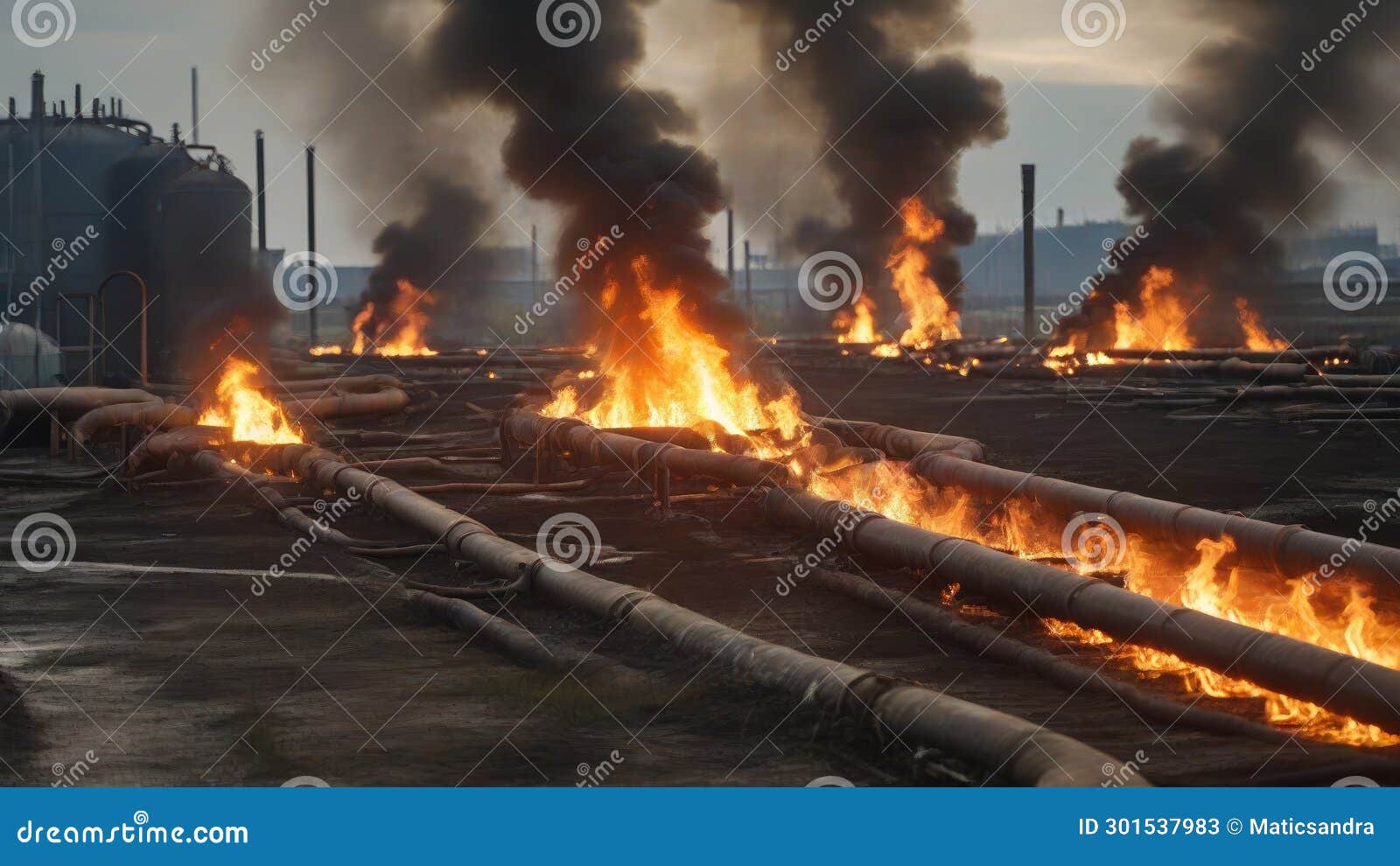 Destroyed Gas Pipe, Causing a Fire Possibly Due To Sabotage or ...