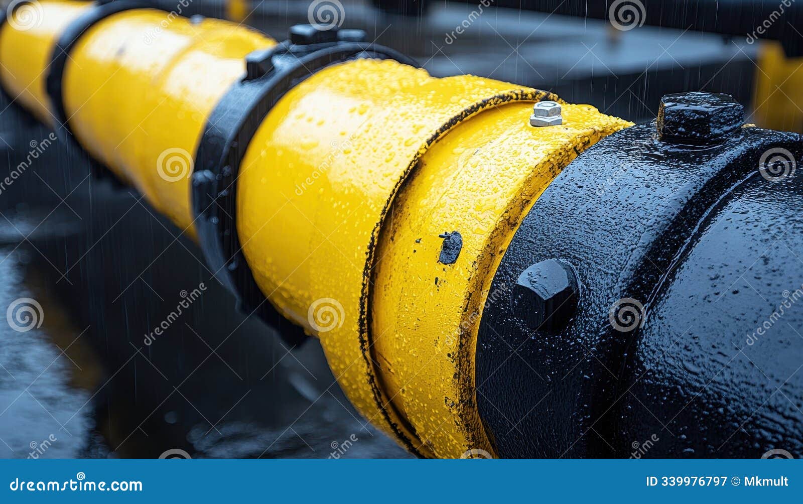 Gas Pipe Installation Process with Secure Fittings during Rainy Weather ...