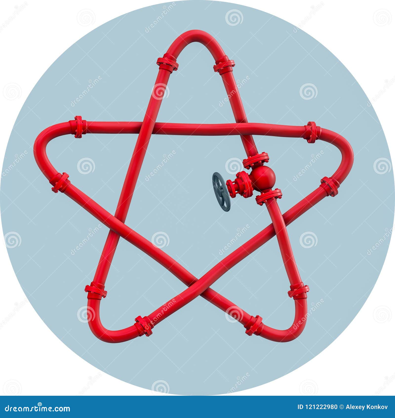 Gas Pipe Star Shaped 3D Illustration Stock Illustration - Illustration ...