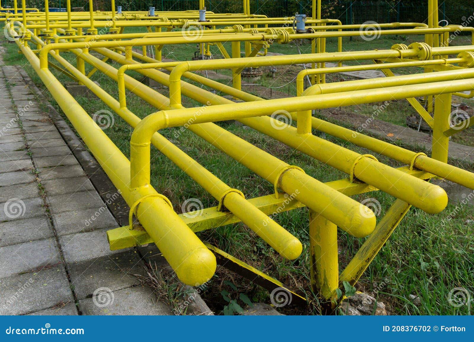 Gas Pipe System. Yellow Pipes Stock Photo - Image of factory, pipe ...