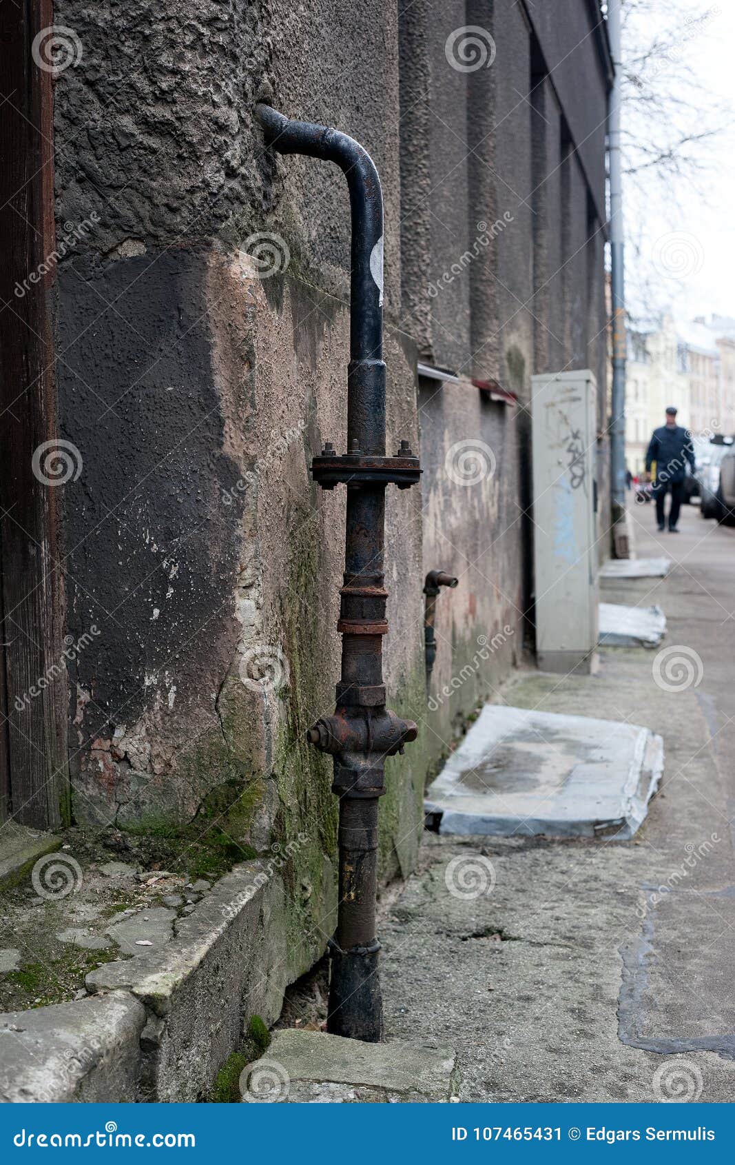 Gas Pipeline at the Apartment House. Rust and Drooping Color Stock ...