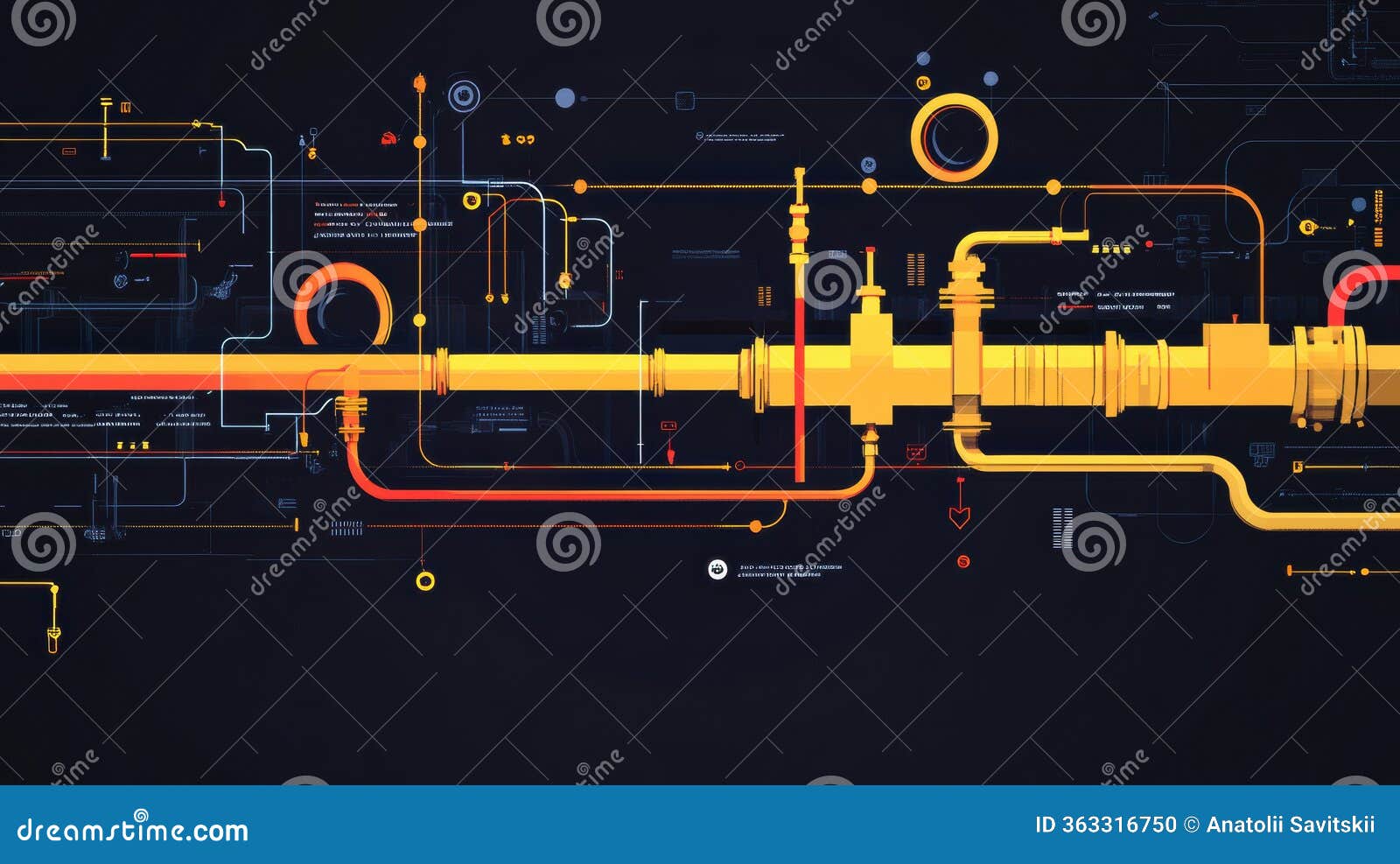 Gas Pipeline Flow Infographic Showcasing Minimalistic Design and Data ...