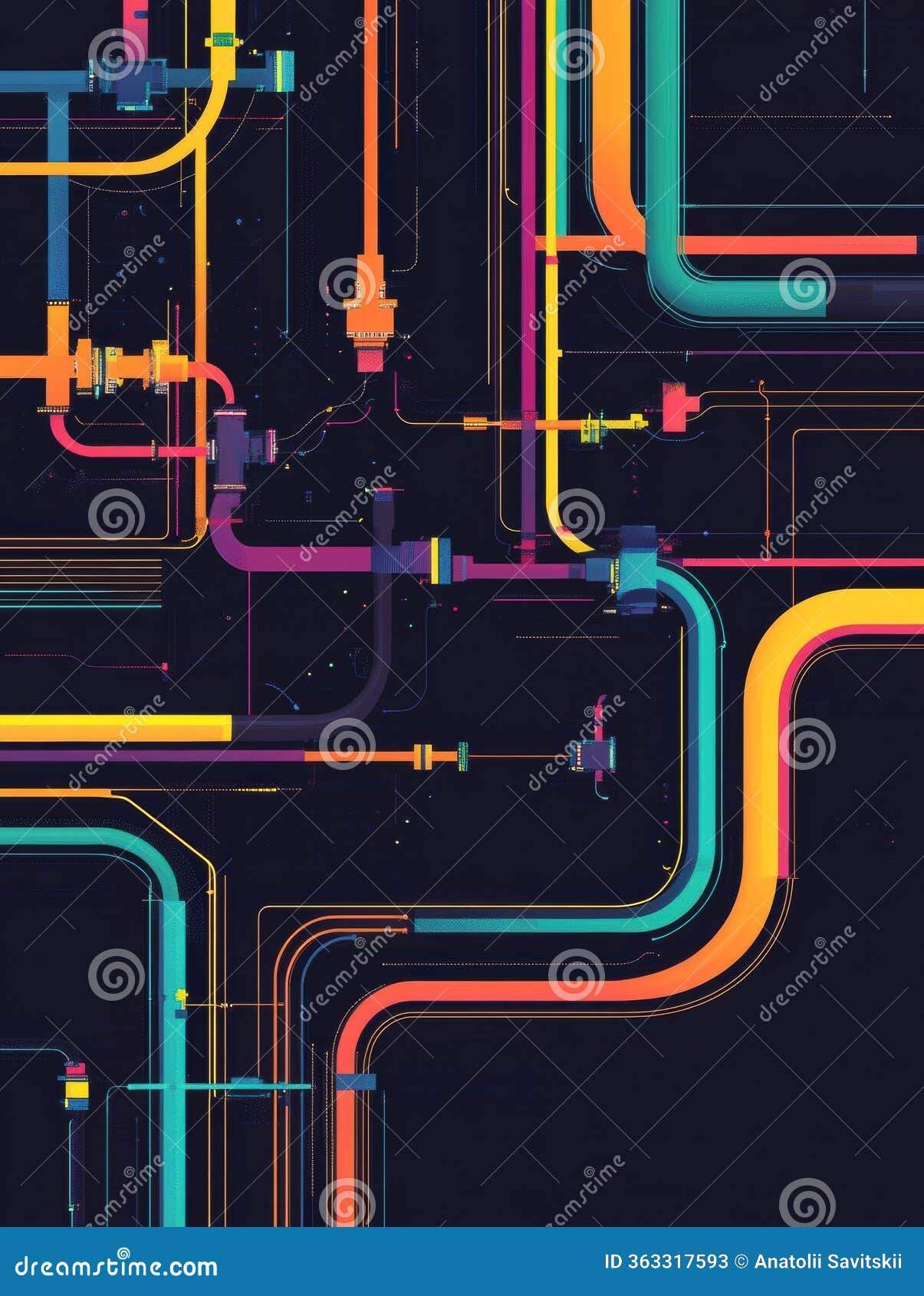 Gas Pipeline Flow Visualization Showcasing Interconnected Pathways in a ...