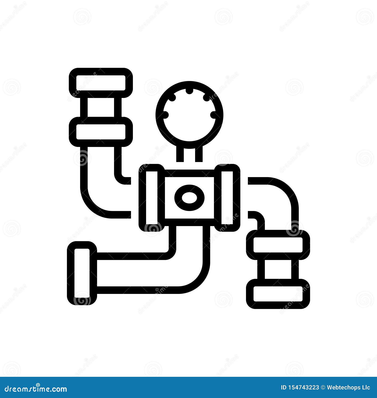 Black Line Icon for Gas Pipeline, Connector and Piping Stock Vector ...