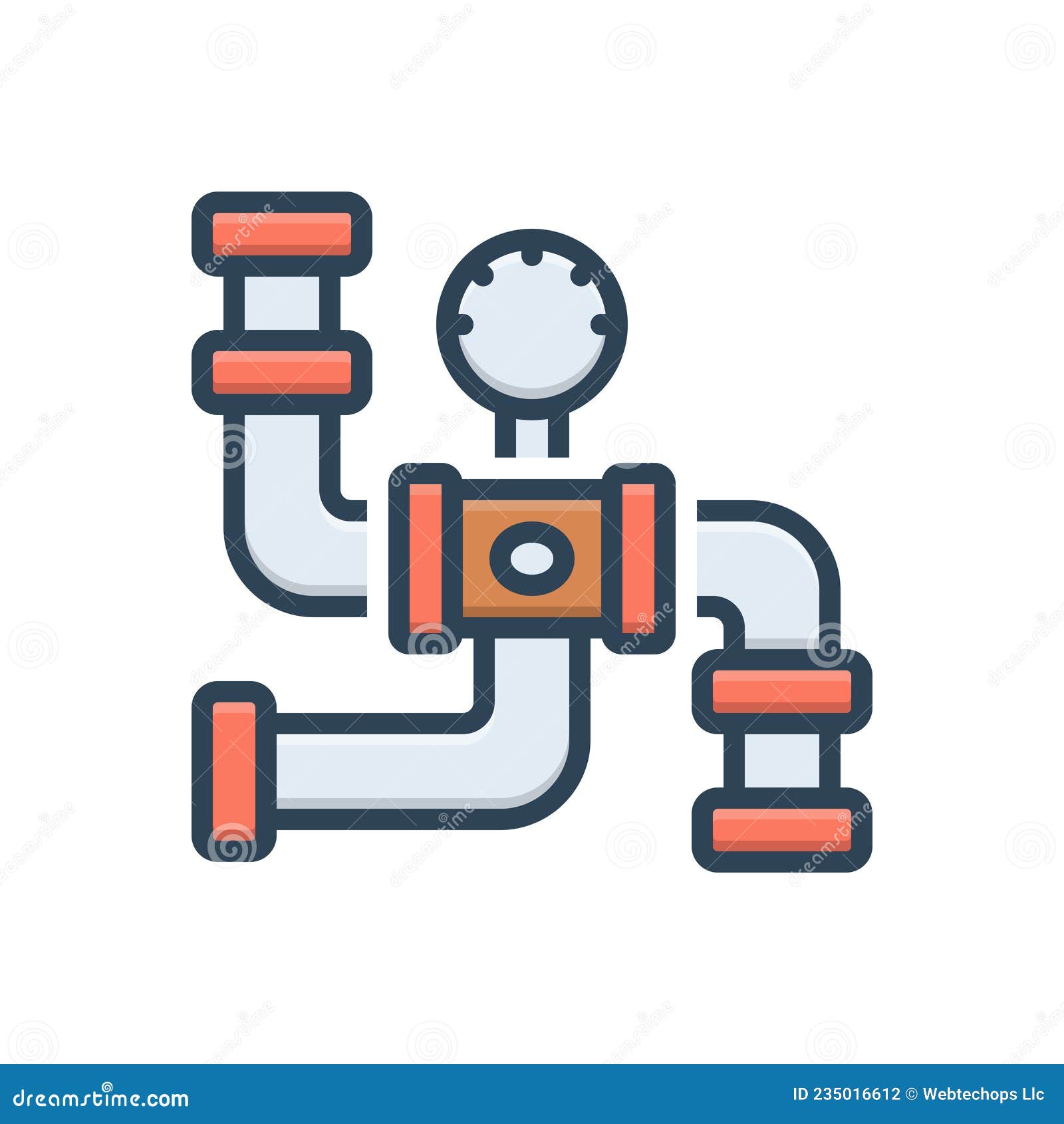 Color Illustration Icon for Gas Pipeline, Connector and Piping Stock ...