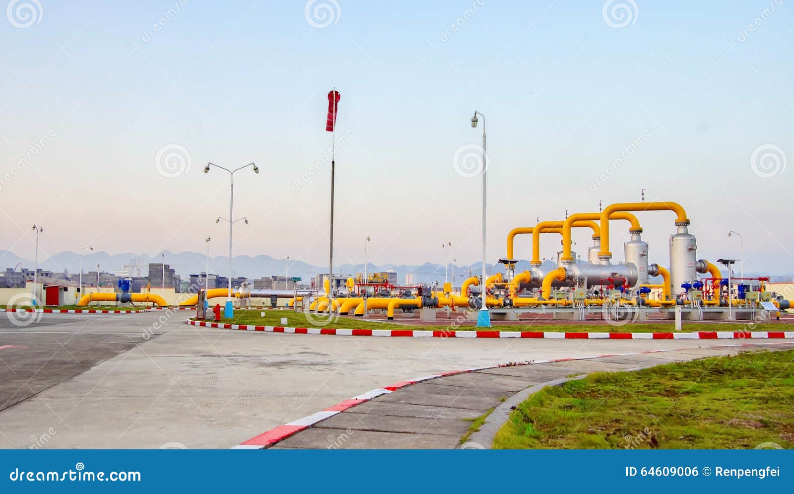 Gas pipeline at night editorial photo. Image of metal - 64609006