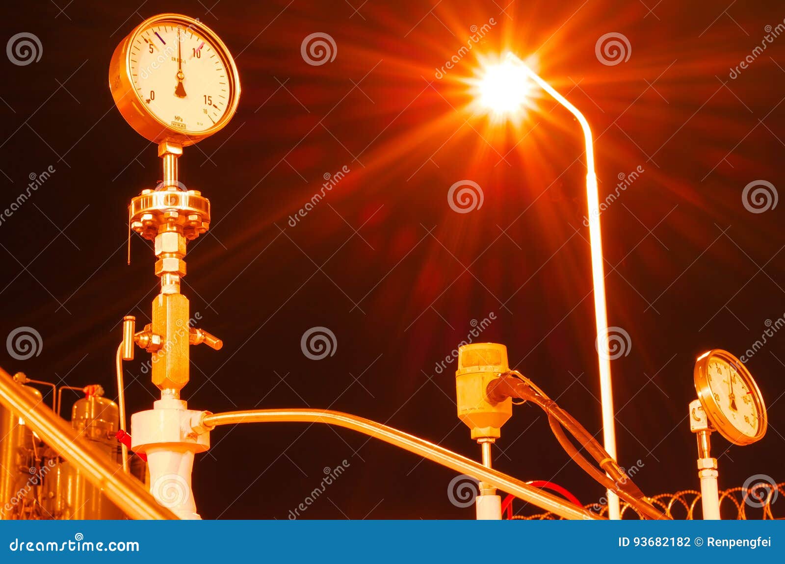 Gas pipeline at night editorial photography. Image of construction ...