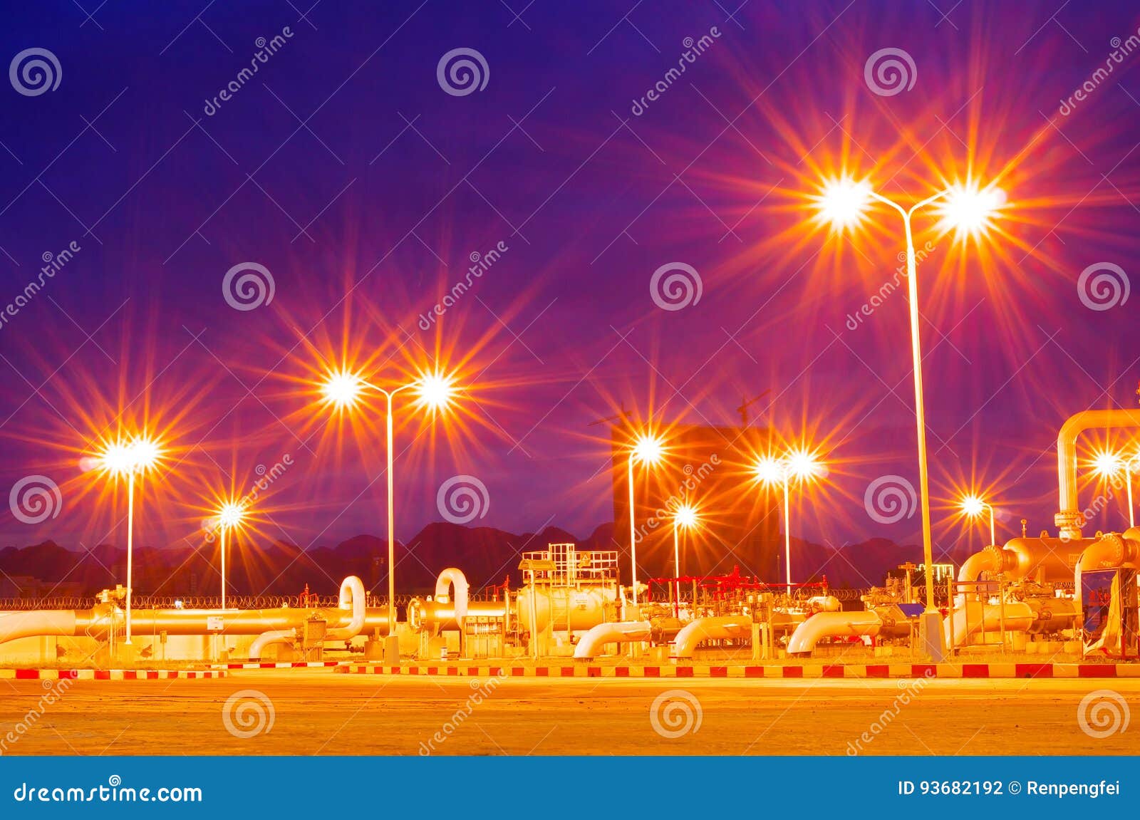 Gas pipeline at night editorial photography. Image of industry - 93682192