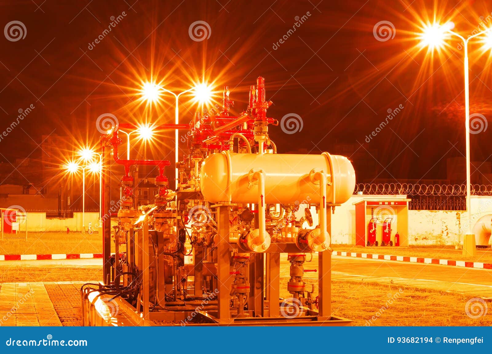 Gas pipeline at night editorial stock image. Image of gasoline - 93682194