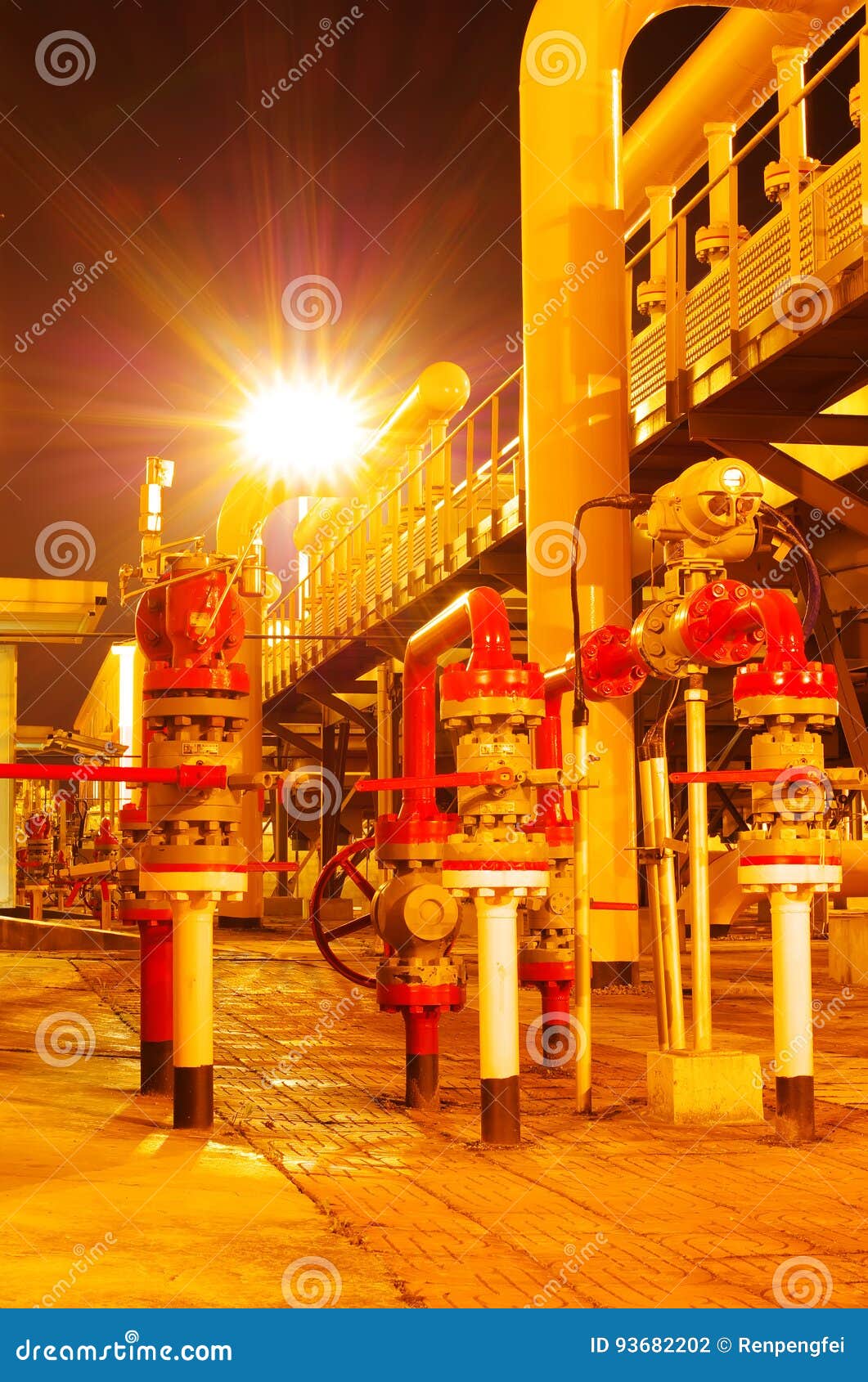 Gas pipeline at night editorial photography. Image of drilling - 93682202