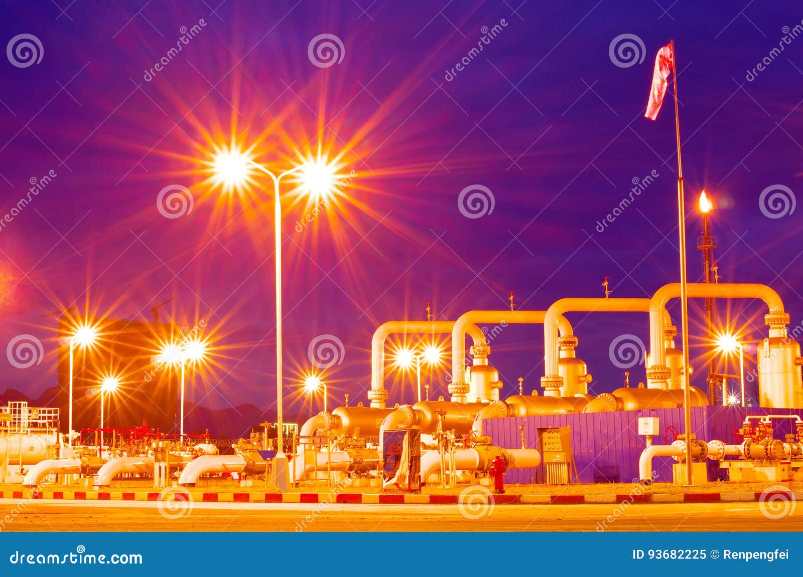 Gas pipeline at night editorial image. Image of lublin - 93682225