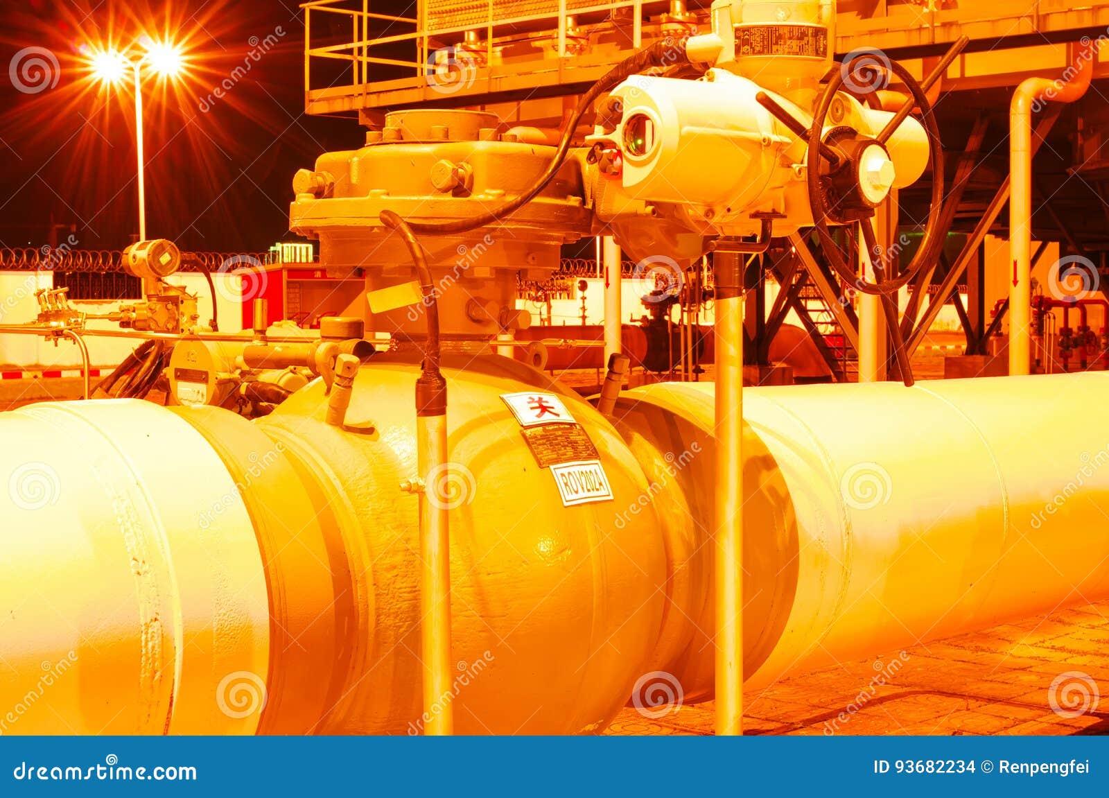 Gas pipeline at night editorial stock image. Image of automatic - 93682234