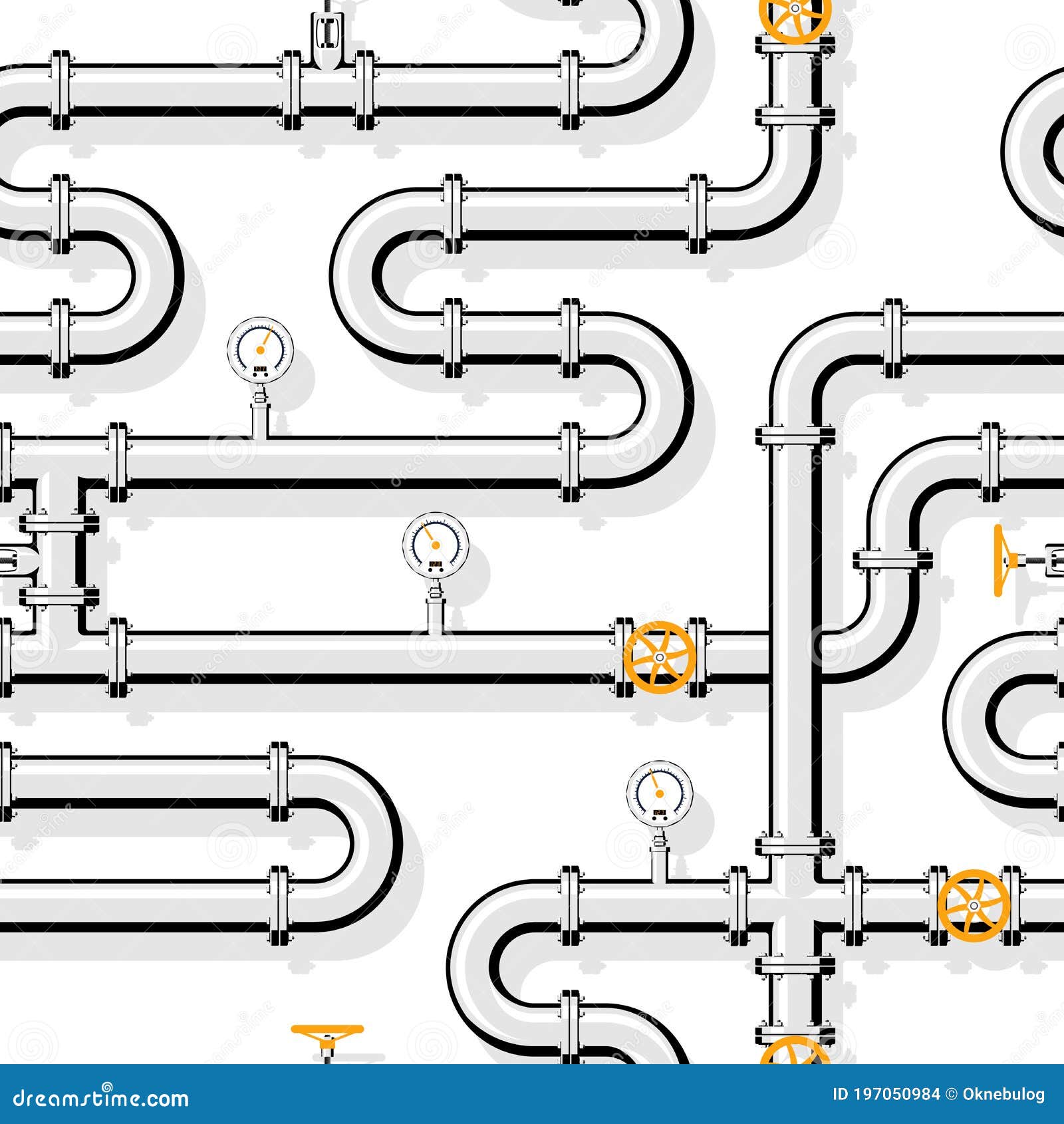 Gas Pipeline Realistic Vector Seamless Pattern in Flat Style Stock ...