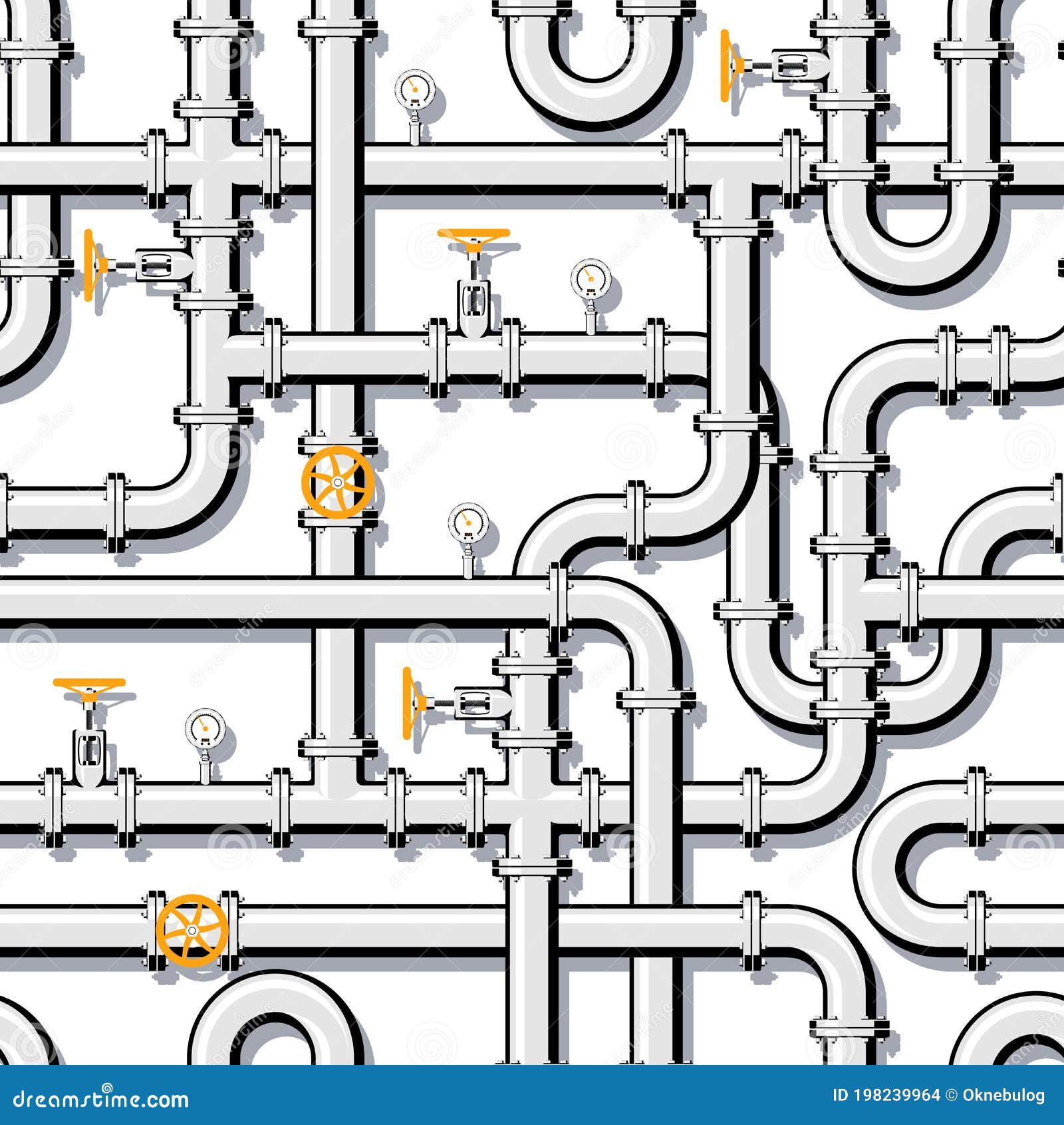 Gas Pipeline Realistic Vector Seamless Pattern in Flat Style Stock ...