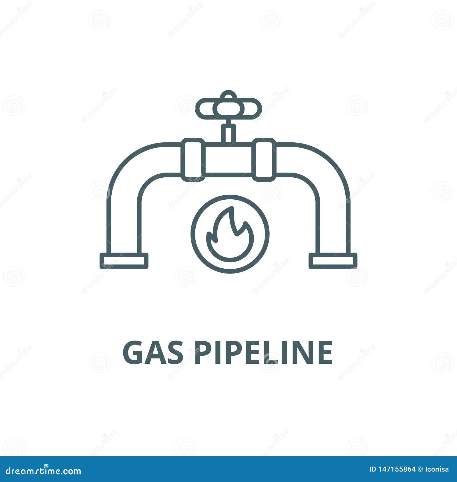 Gas Pipeline Vector Line Icon Linear Concept Outline Sign Symbol Stock Vector Illustration