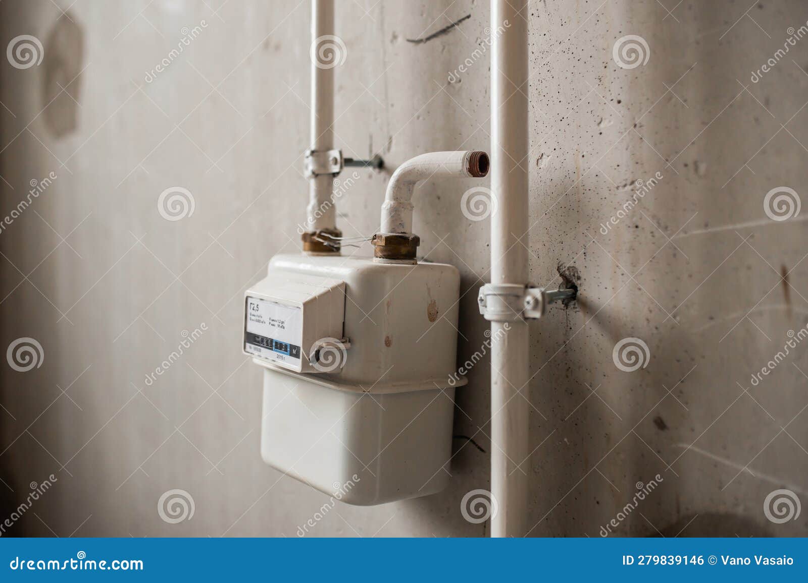 Gas Pipes and Communications on the Wall Inside the House Stock Photo ...